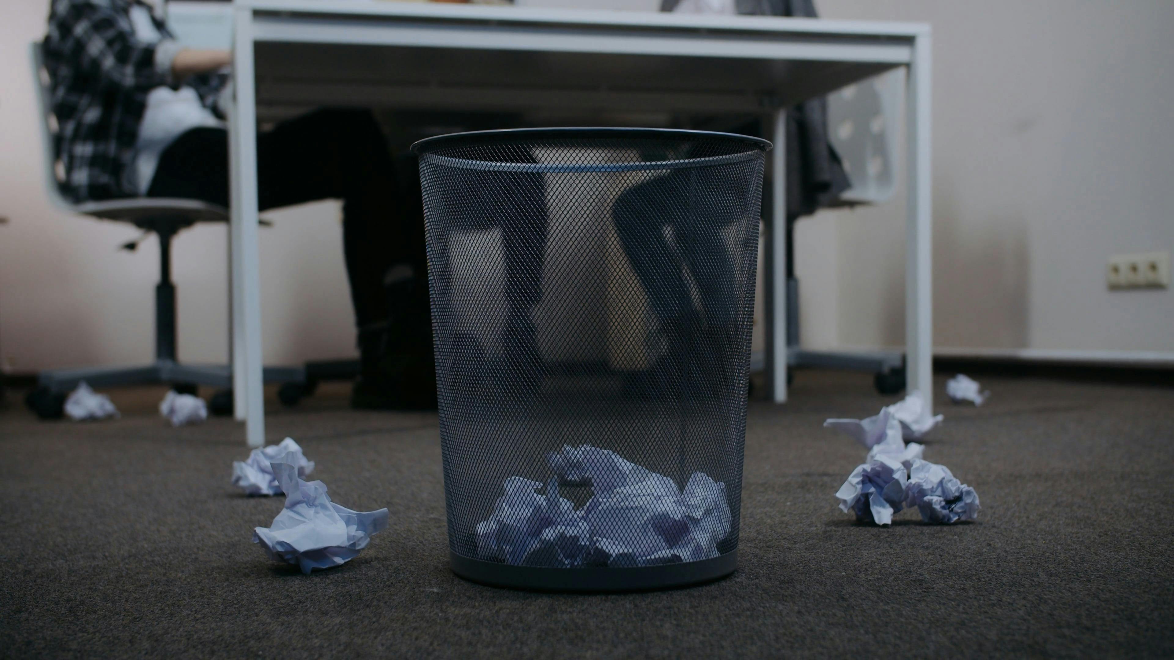 People Throwing Crumpled Paper in the Trash Can Free Stock Video ...