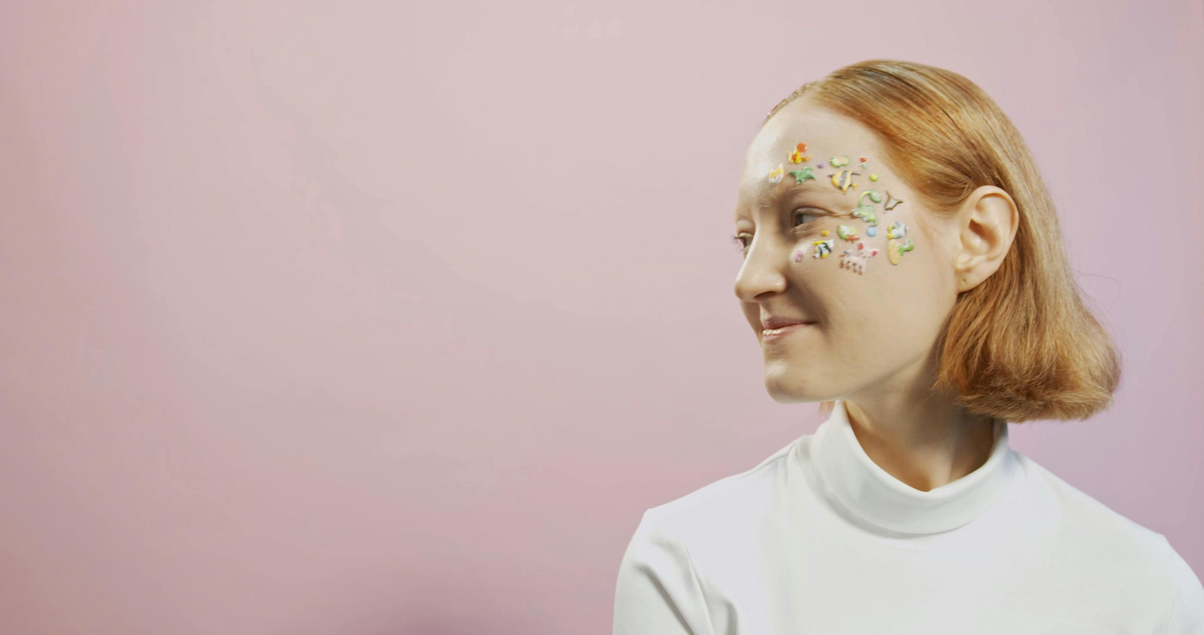 A Woman with Stickers on Her Face Free Stock Video Footage, Royalty ...