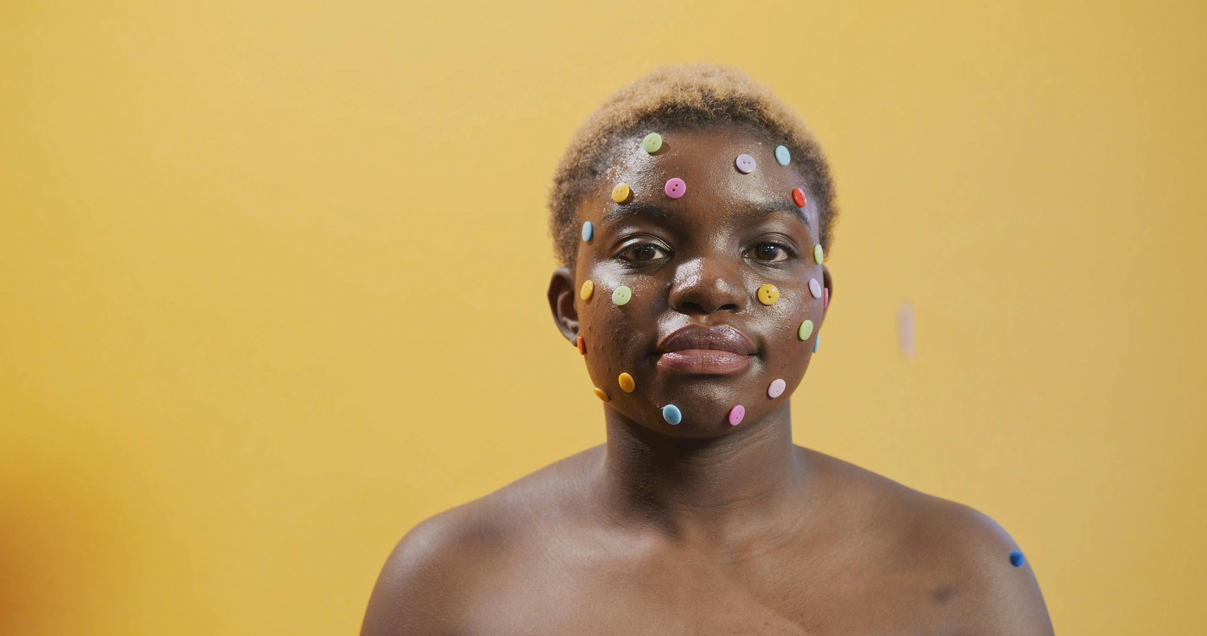 A Woman with Buttons on her Face Free Stock Video Footage, Royalty-Free ...