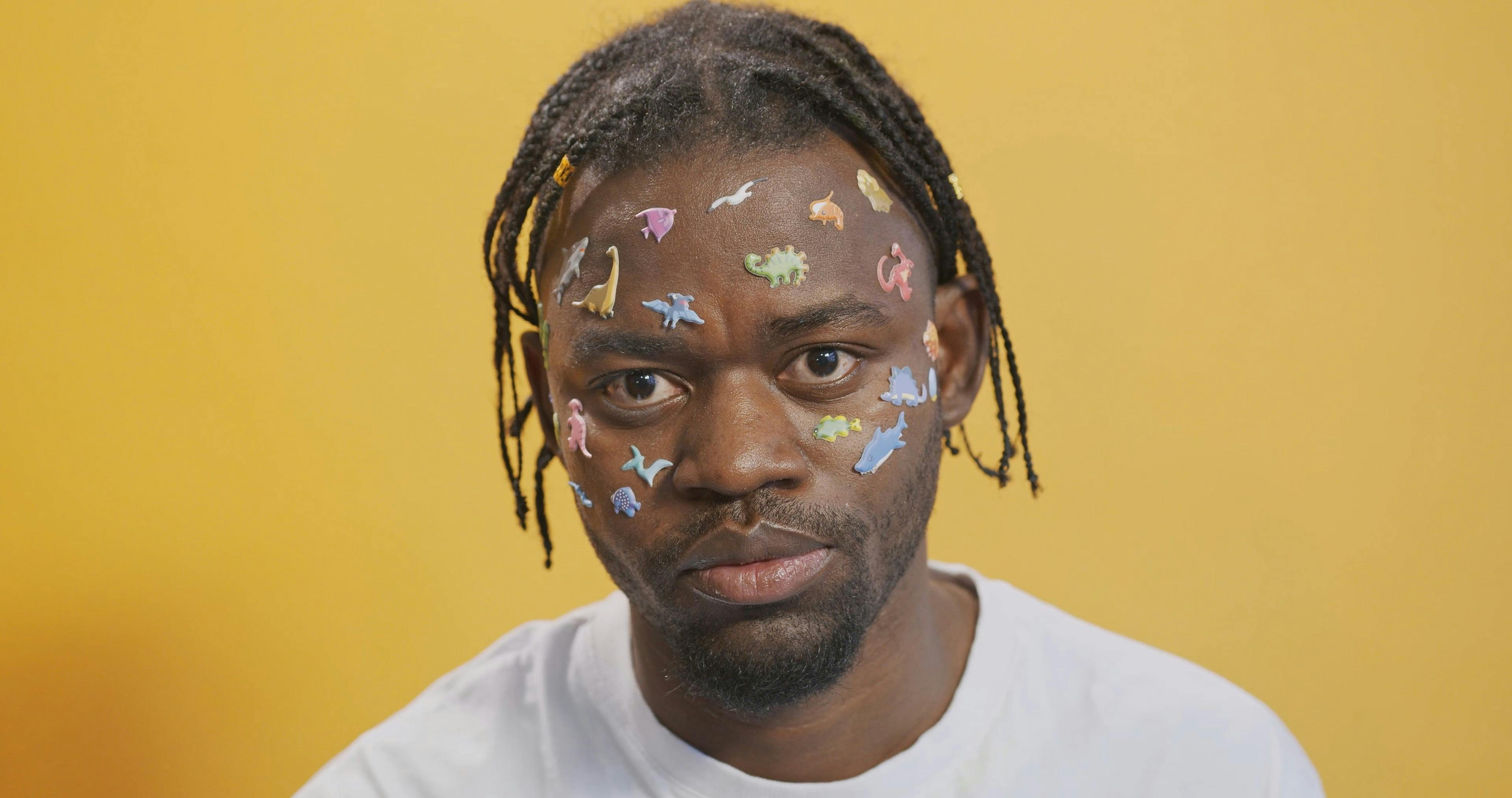 A Man with Stickers on His Face Free Stock Video Footage, Royalty-Free ...