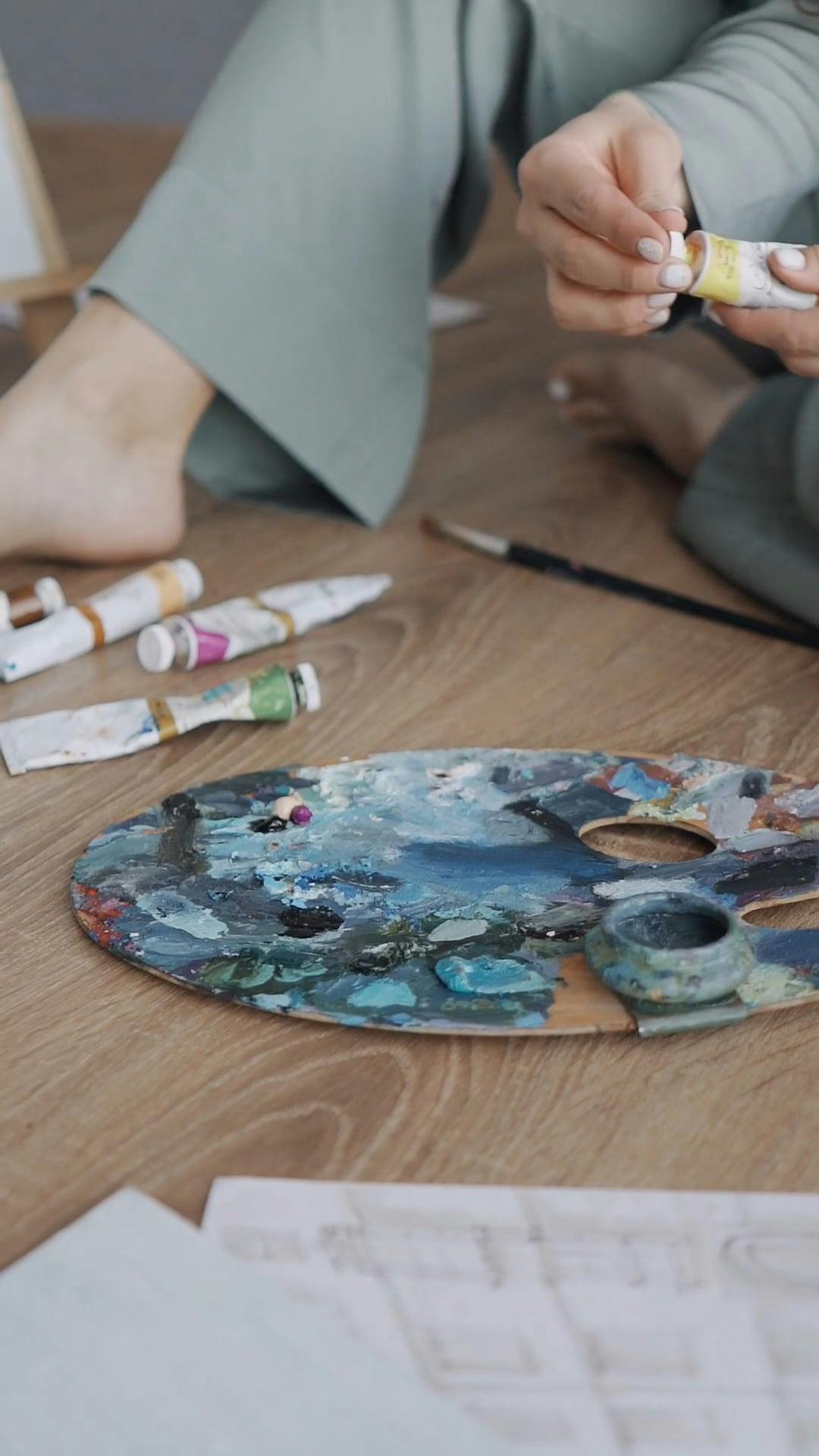 A Person Putting Paint on a Palette Free Stock Video Footage, Royalty ...