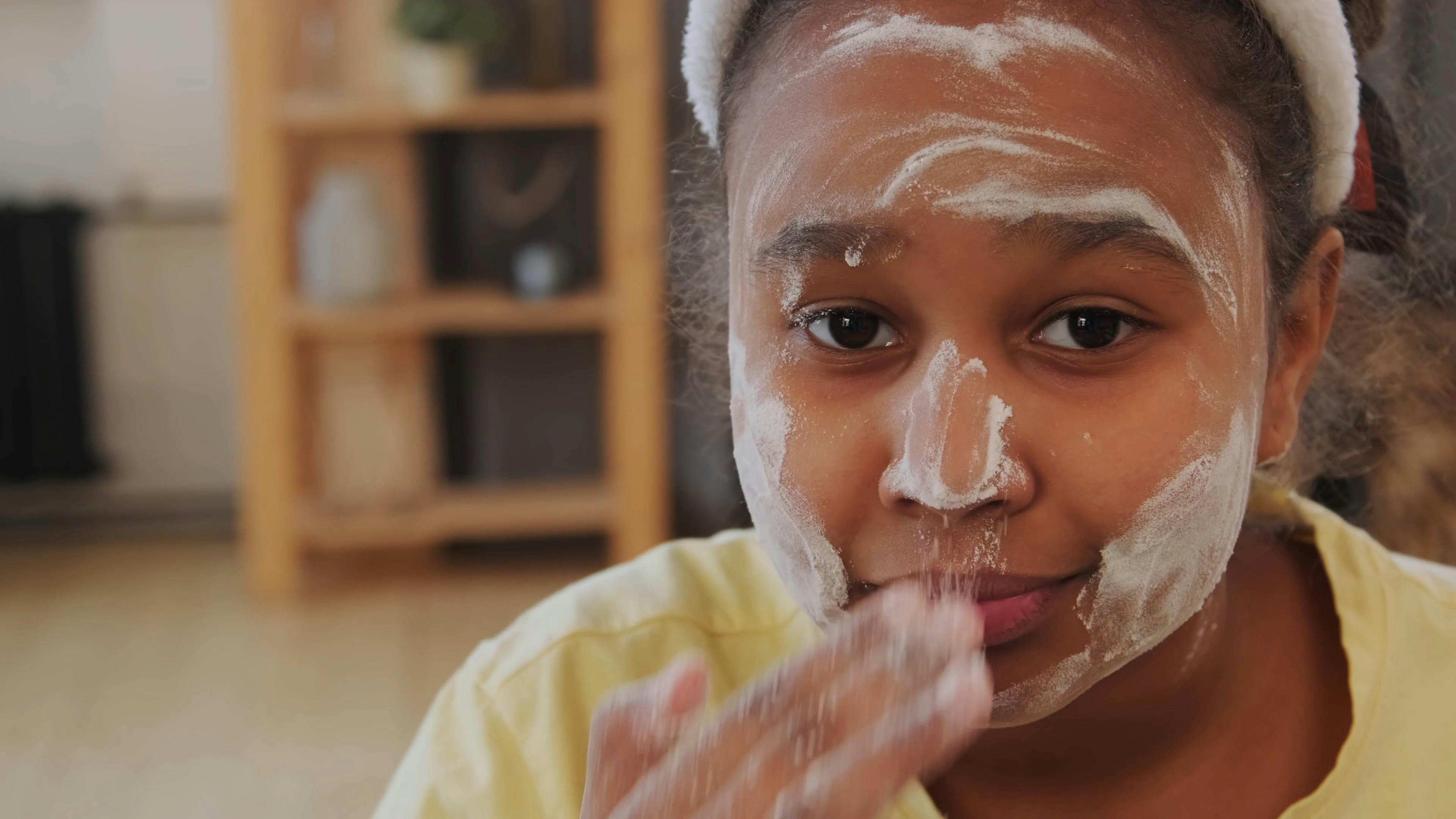 Girl with Powder on Her face Free Stock Video Footage, Royalty-Free 4K ...
