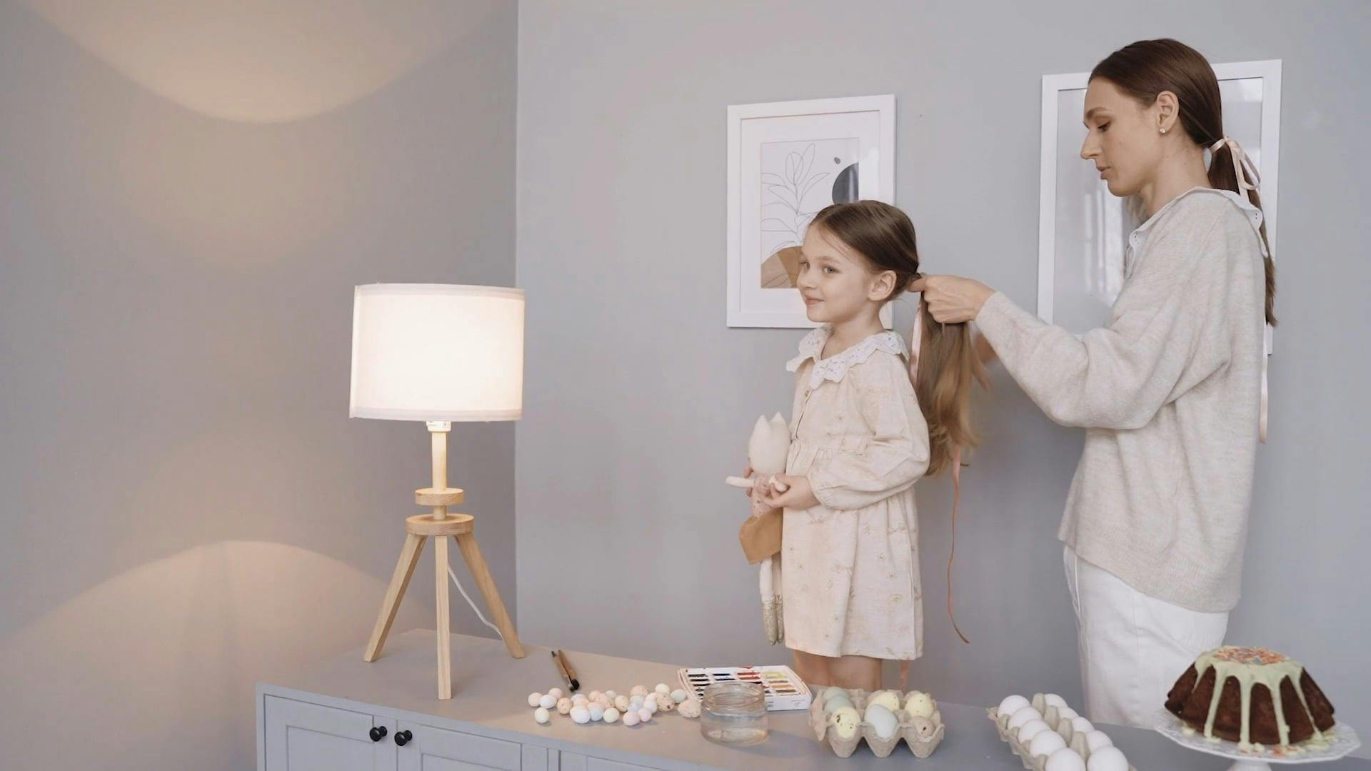 A Mother Fixing Her Daughter's Hair · Free Stock Video