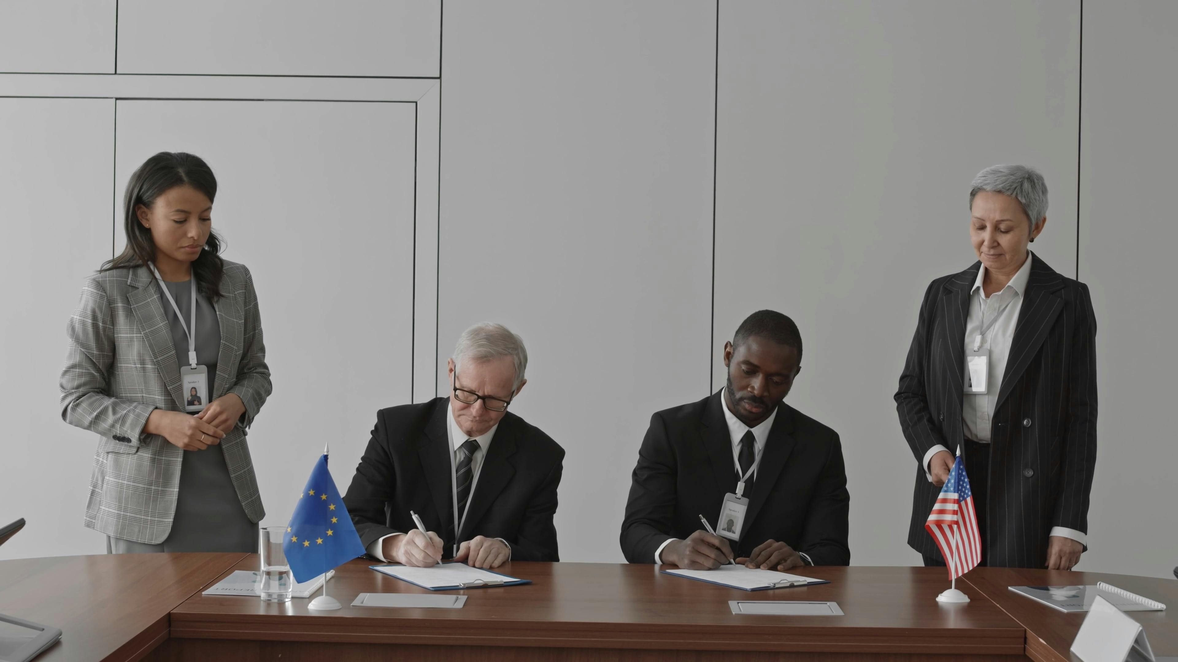 Politicians Signing Agreement And Shaking Hands Free Stock Video ...