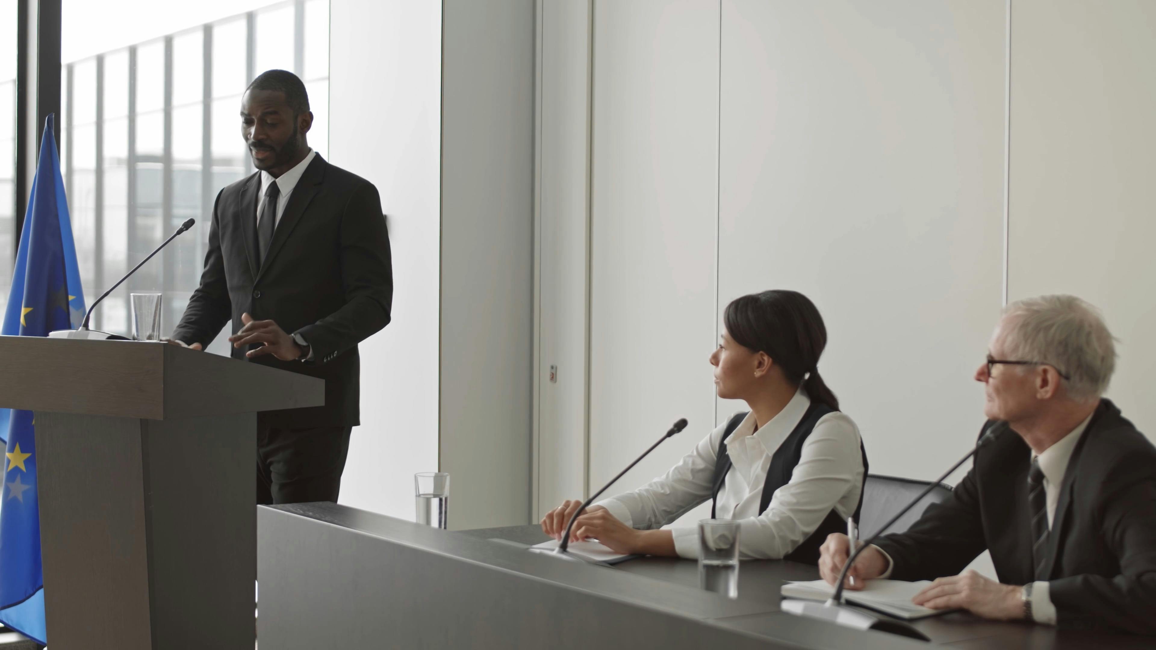 A Man Speaking on a Podium Free Stock Video Footage, Royalty-Free 4K ...