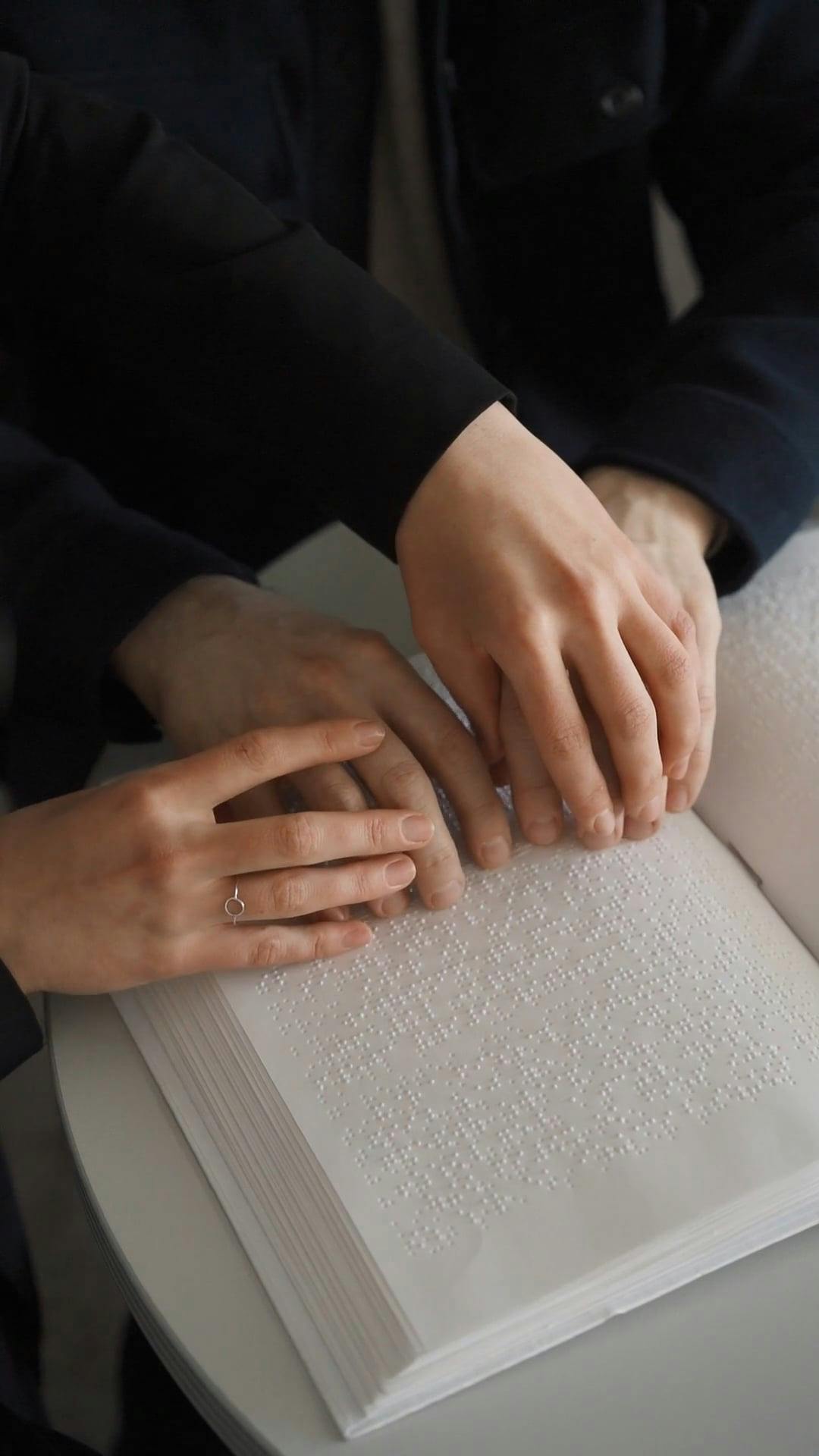 A Blind Person Reading with the Use of Braille Book Free Stock Video ...