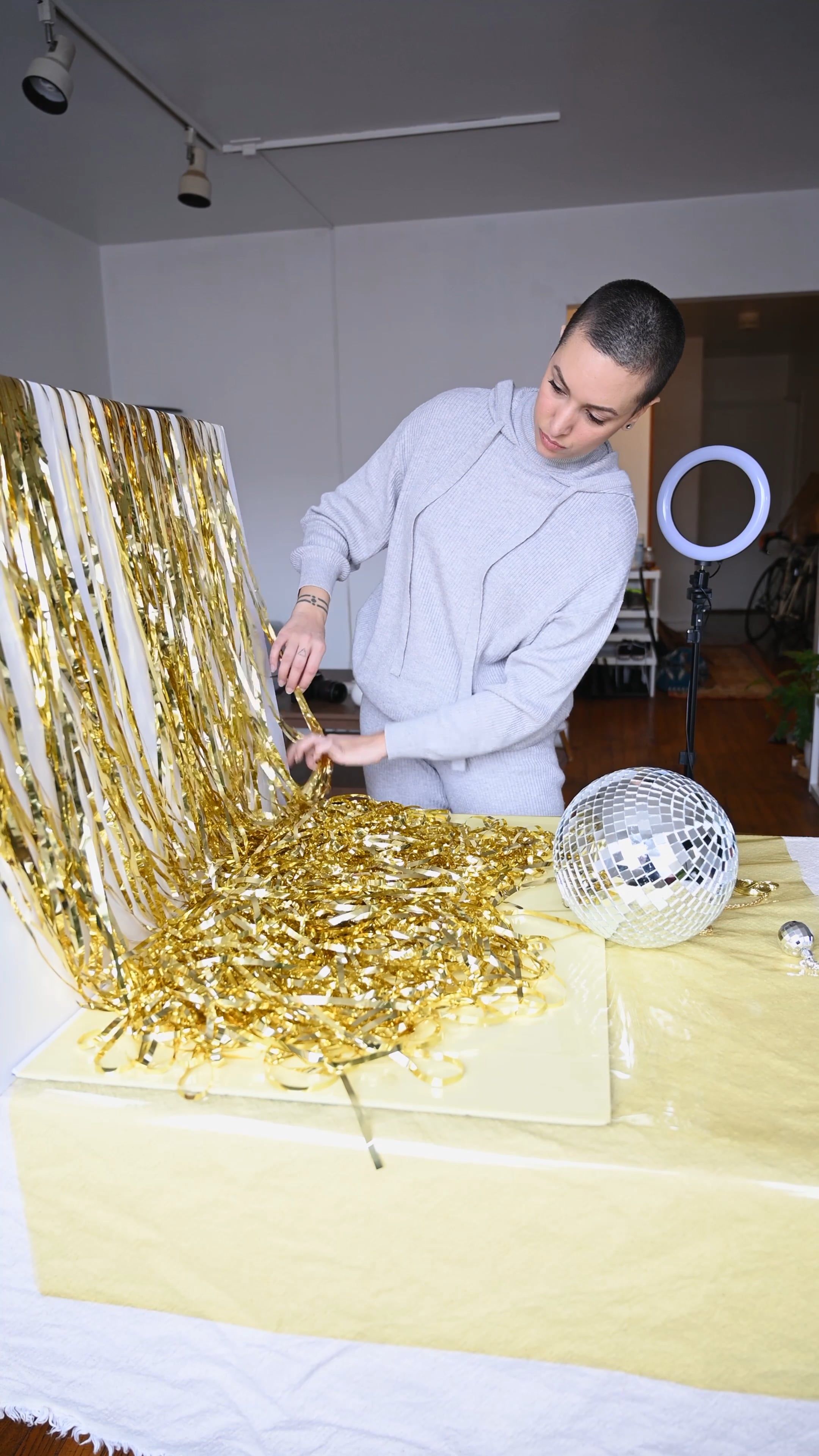 Woman Fixing the Gold Decorations Free Stock Video Footage, Royalty ...