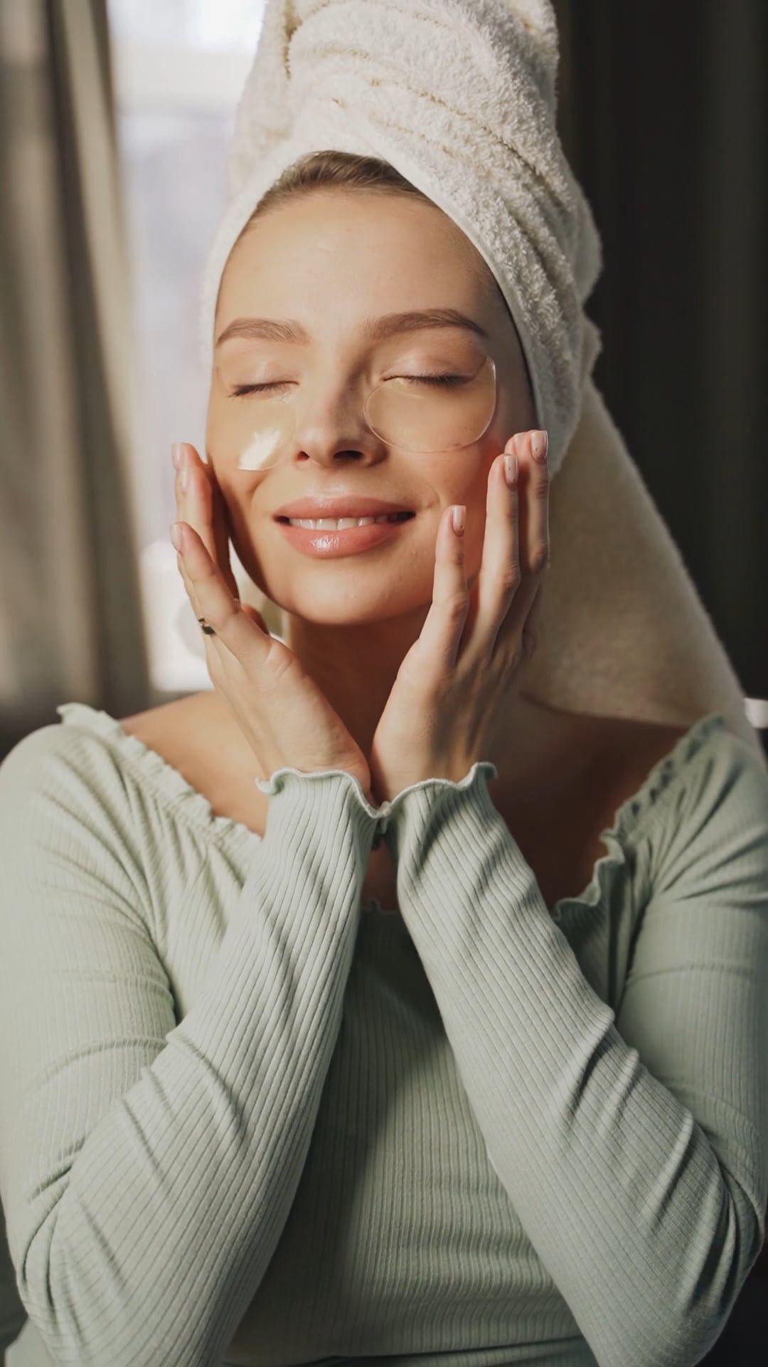 A Woman Patting Her Face While Her Eyes Are Closed Free Stock Video ...