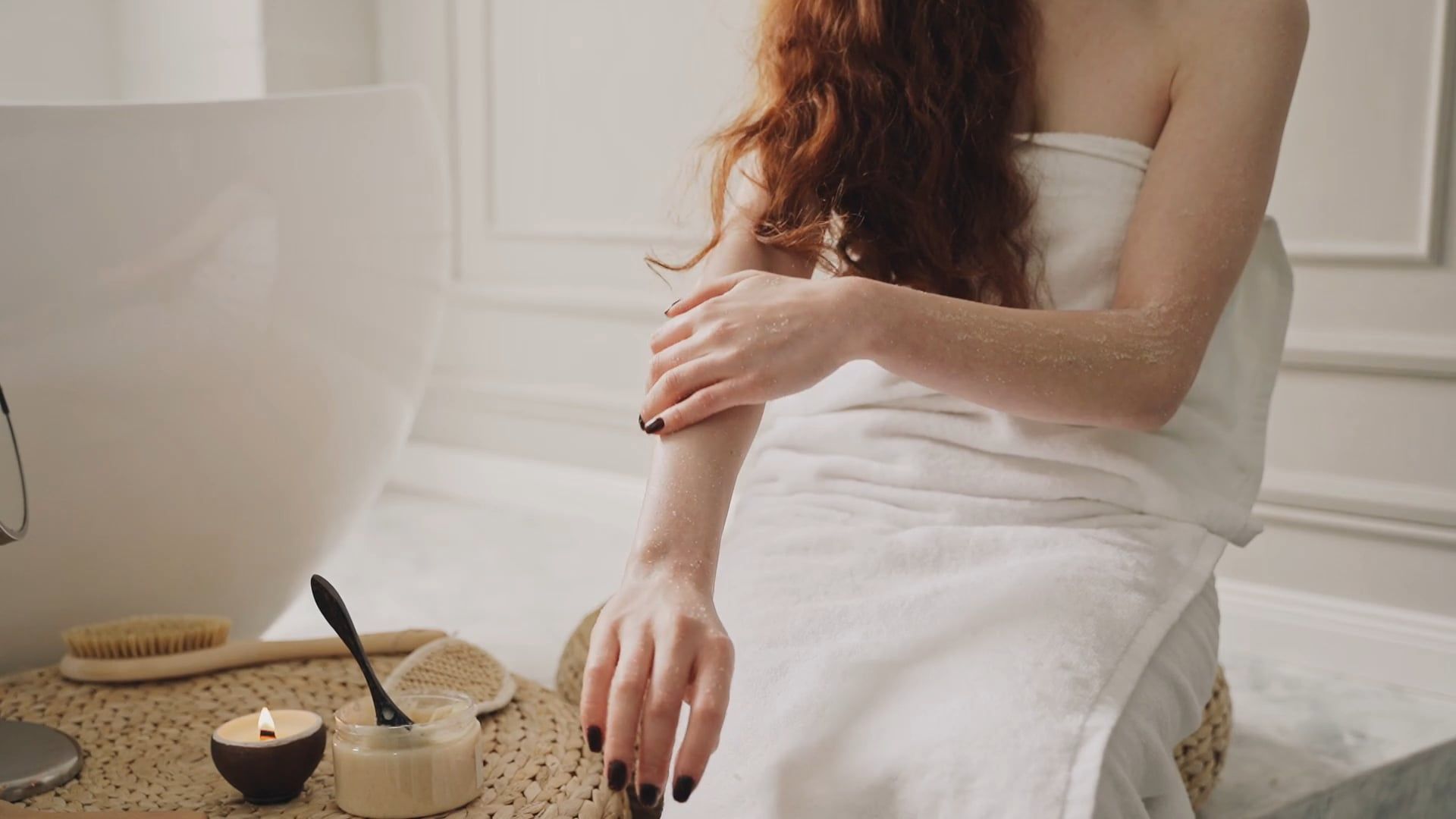 Woman Applying Body Scrub to her Arms Free Stock Video Footage, Royalty ...