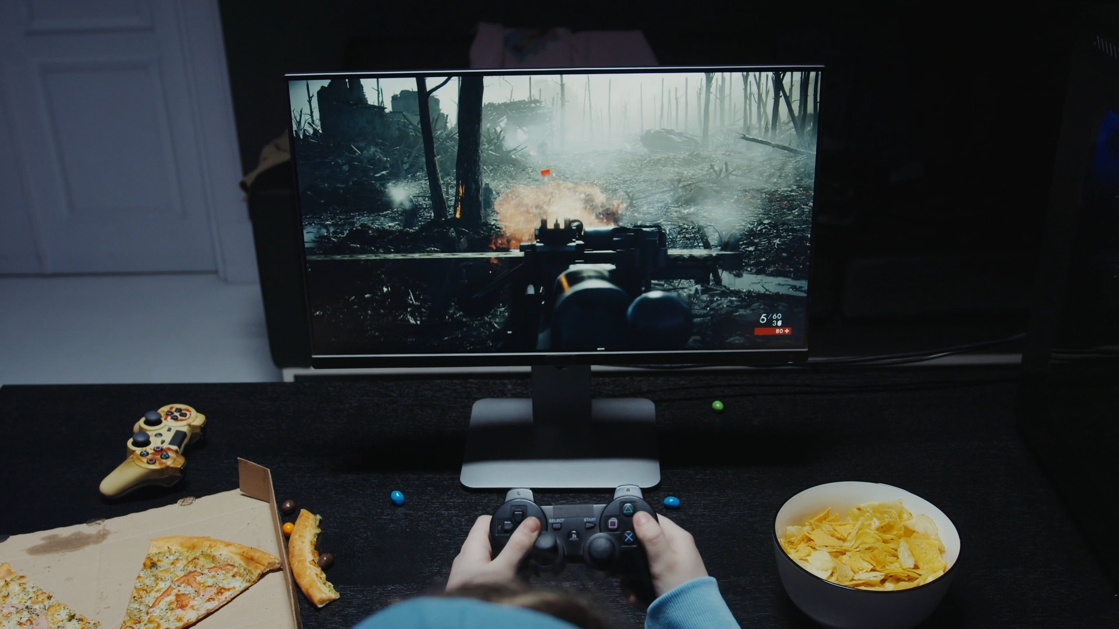 Video of a Person Playing a First Person Shooter Game · Free Stock Video