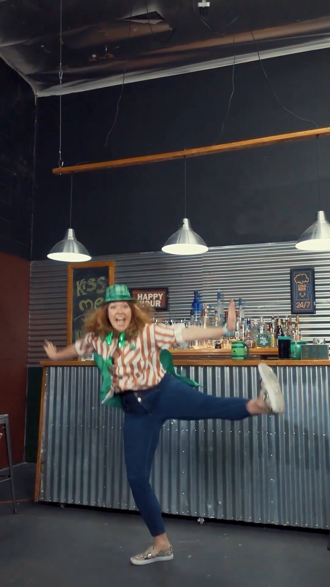 A Woman Jumping In Front of the Bar Counter Free Stock Video Footage ...