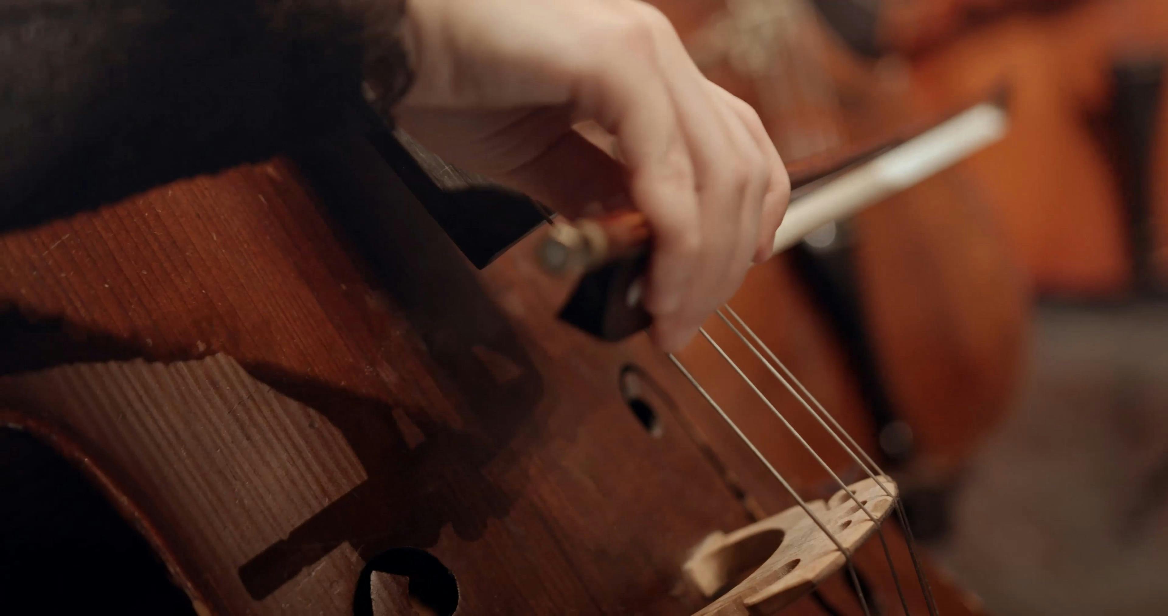 Close Up Shot of a Person Playing Cello · Free Stock Video