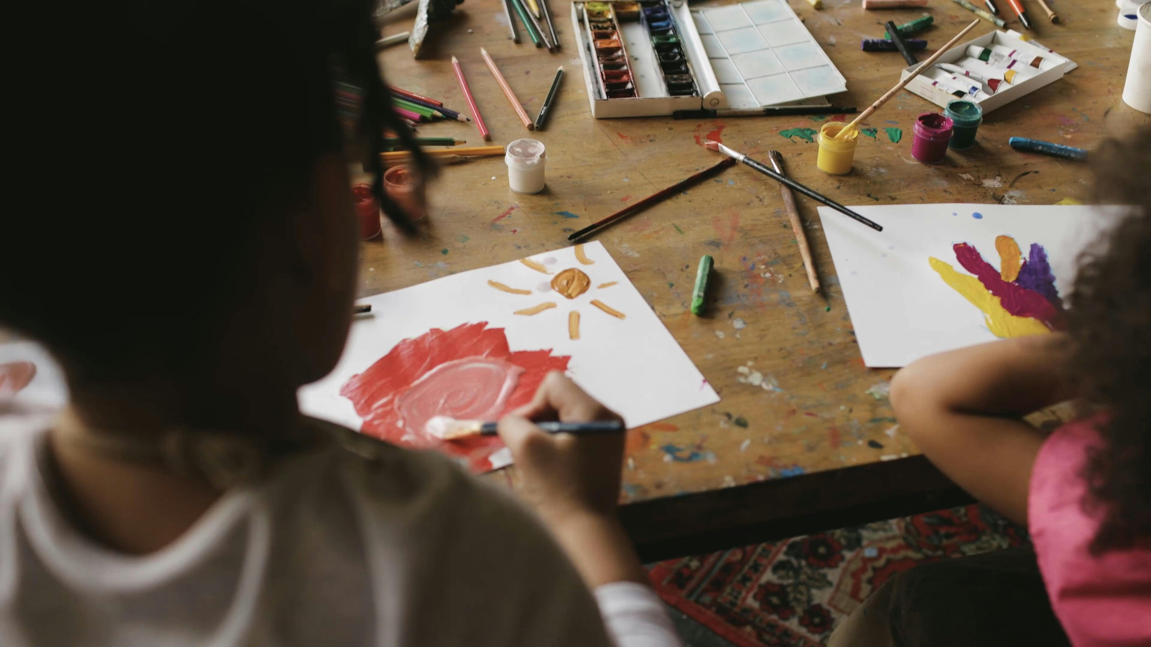 Boy Choosing a Paintbrush Free Stock Video Footage, Royalty-Free 4K ...