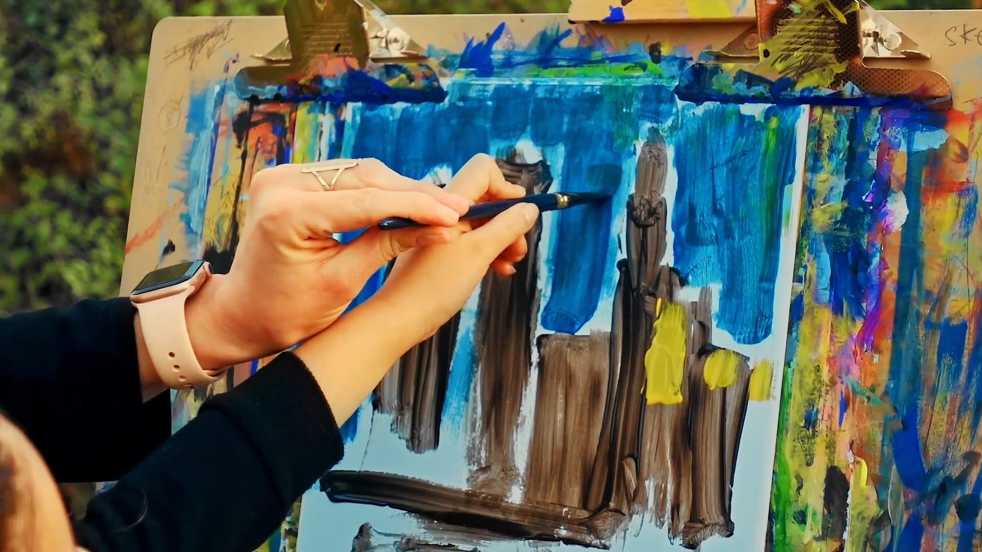 Close-Up View of People Painting Together Free Stock Video Footage ...