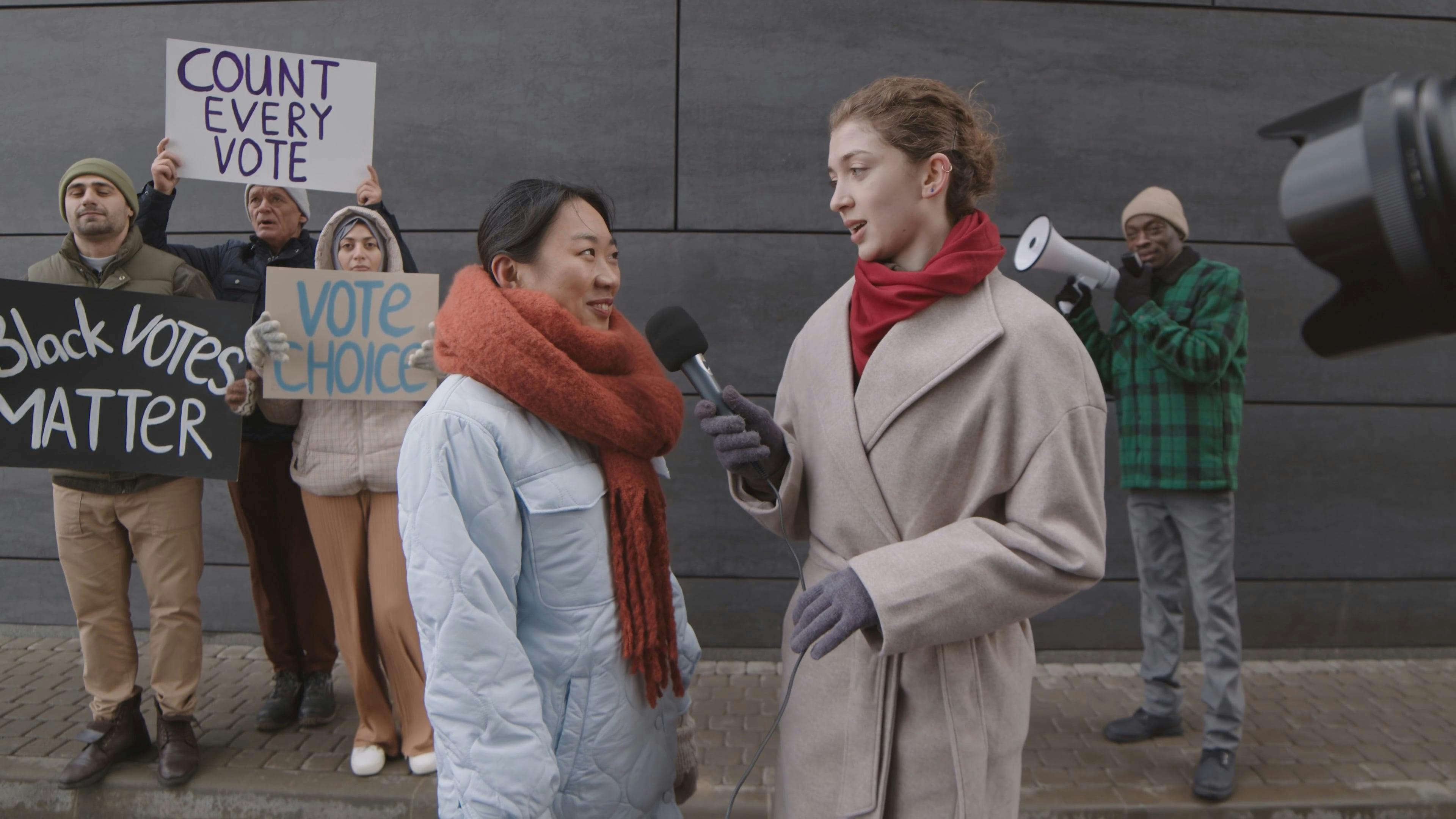A Woman Being Interviewed During a Protest Free Stock Video Footage ...
