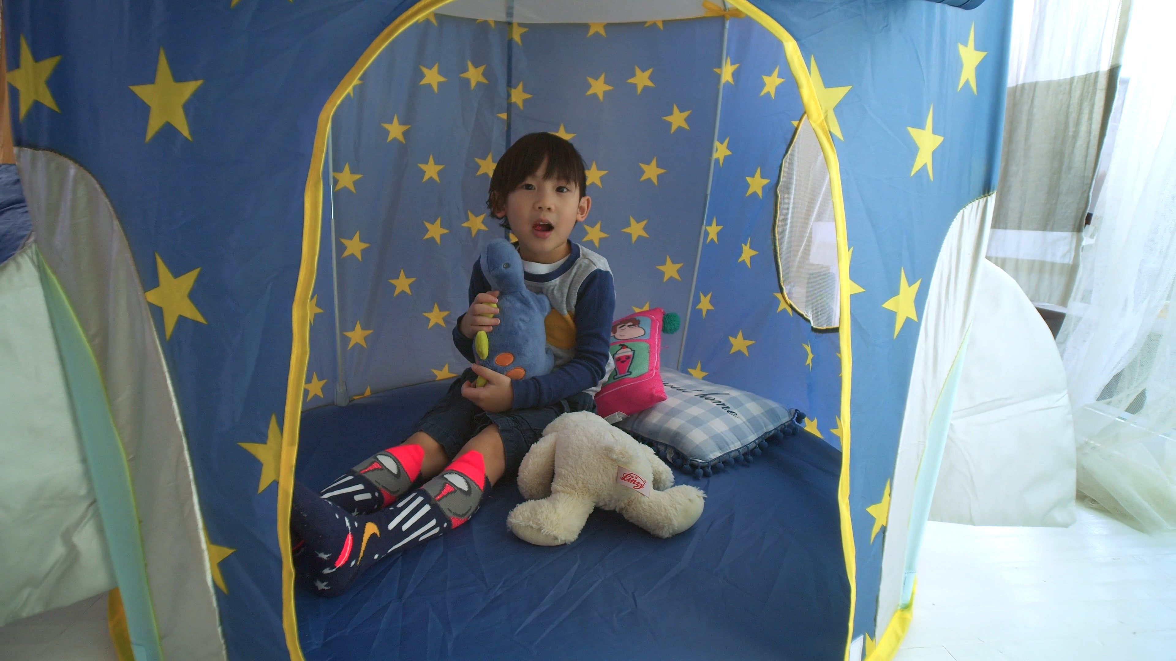 An Adorable Child Inside a Tent · Free Stock Video