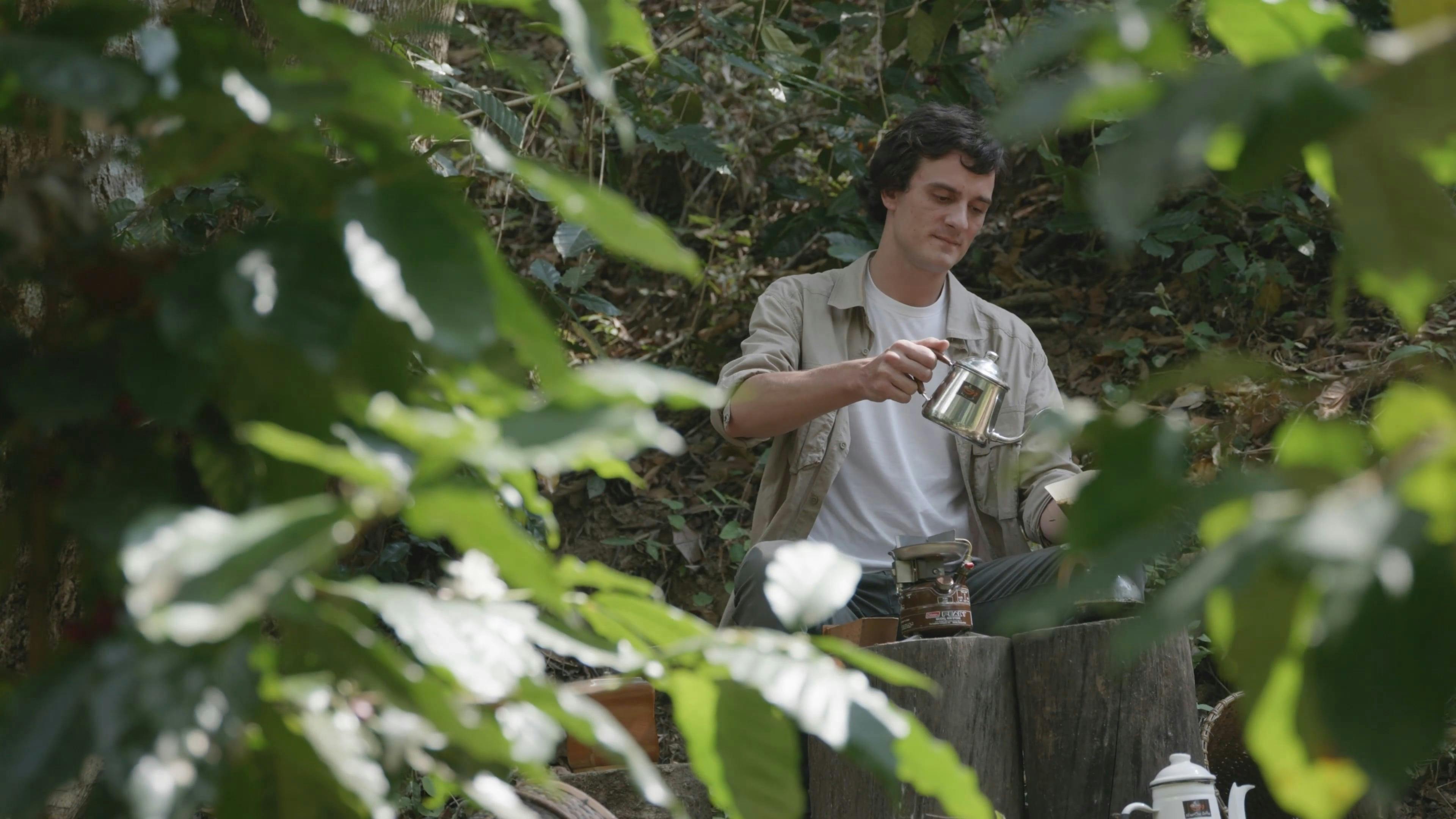 A Man Brewing a Coffee at the Outdoor Ambiance · Free Stock Video
