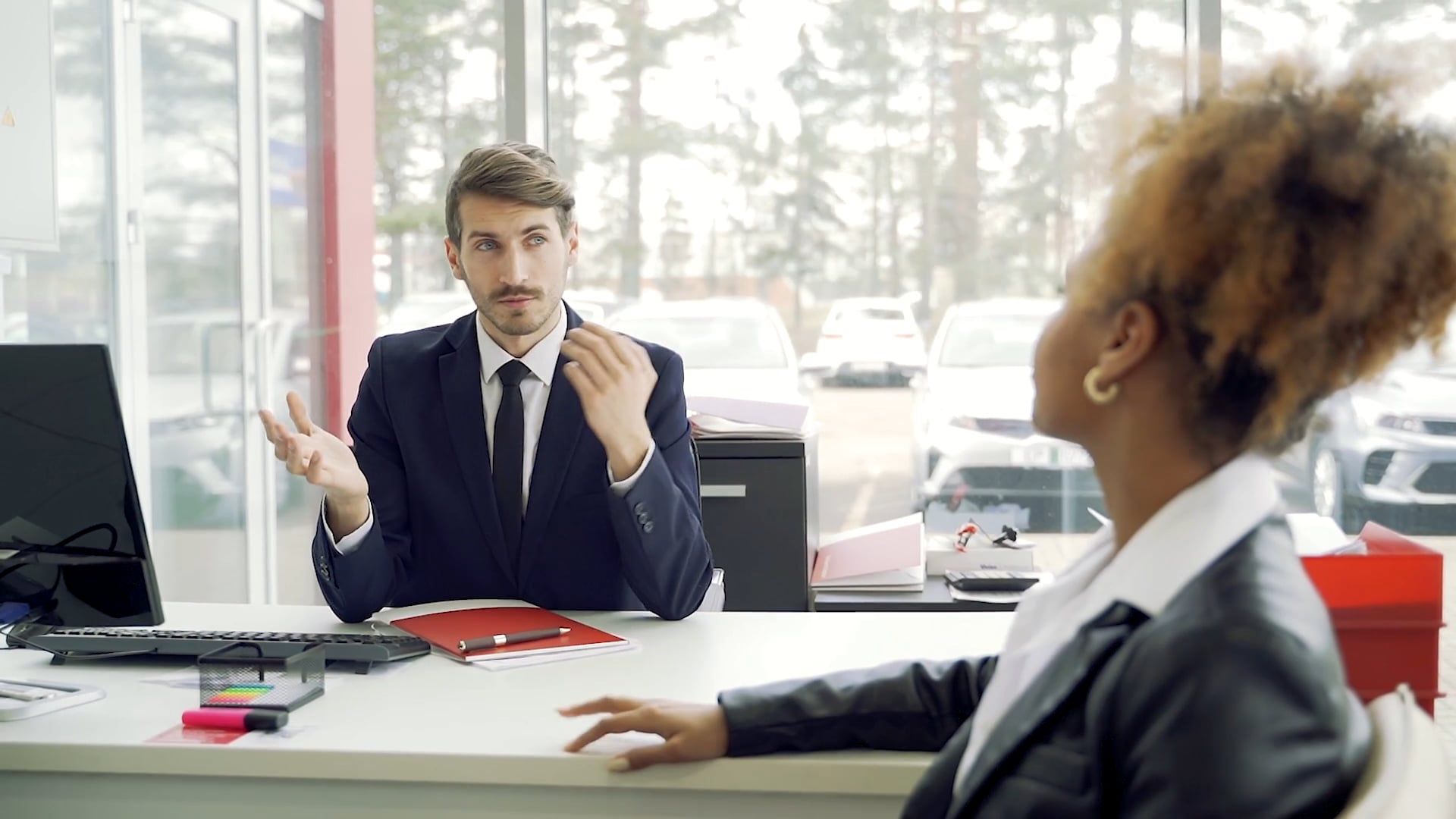 A Woman Having a Chat with a Car Dealer Free Stock Video Footage ...