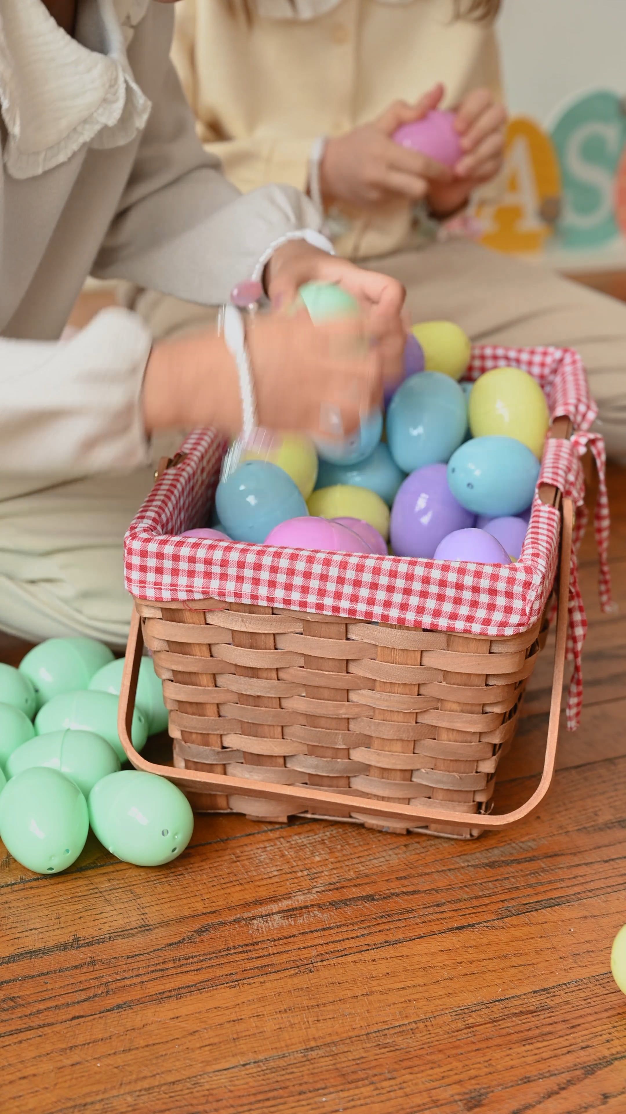 Girls Playing with Colored Eggs from a Basket Free Stock Video Footage ...