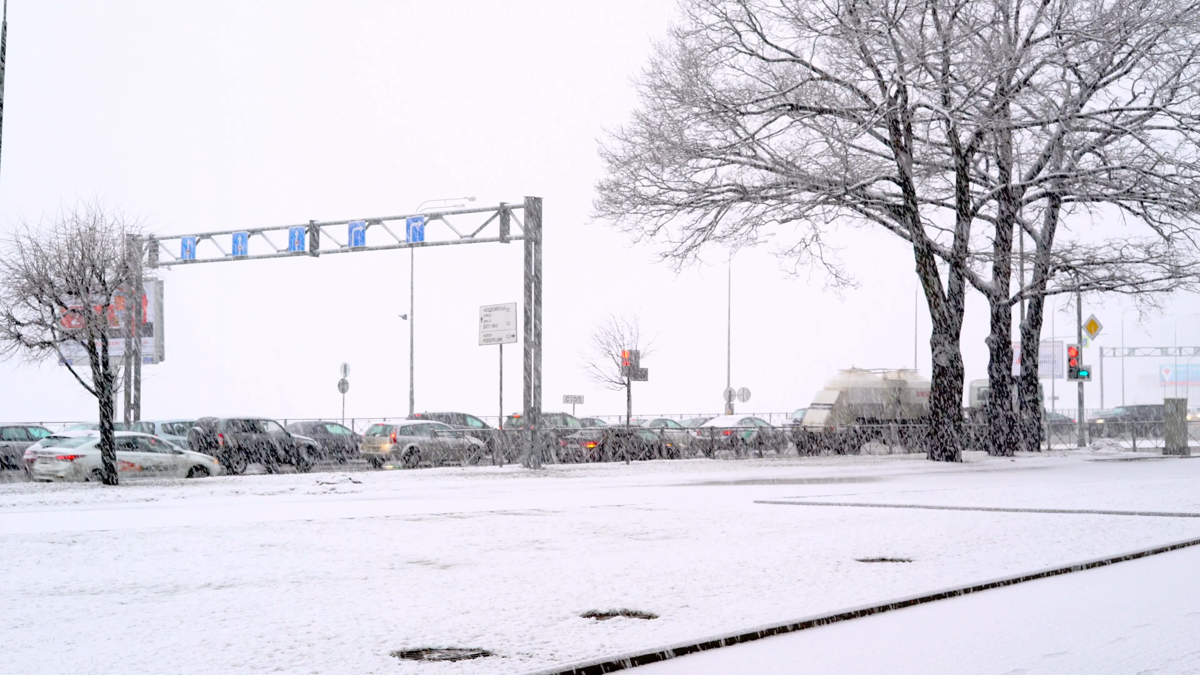 Falling Snow on a Busy Road Free Stock Video Footage, Royalty-Free 4K ...