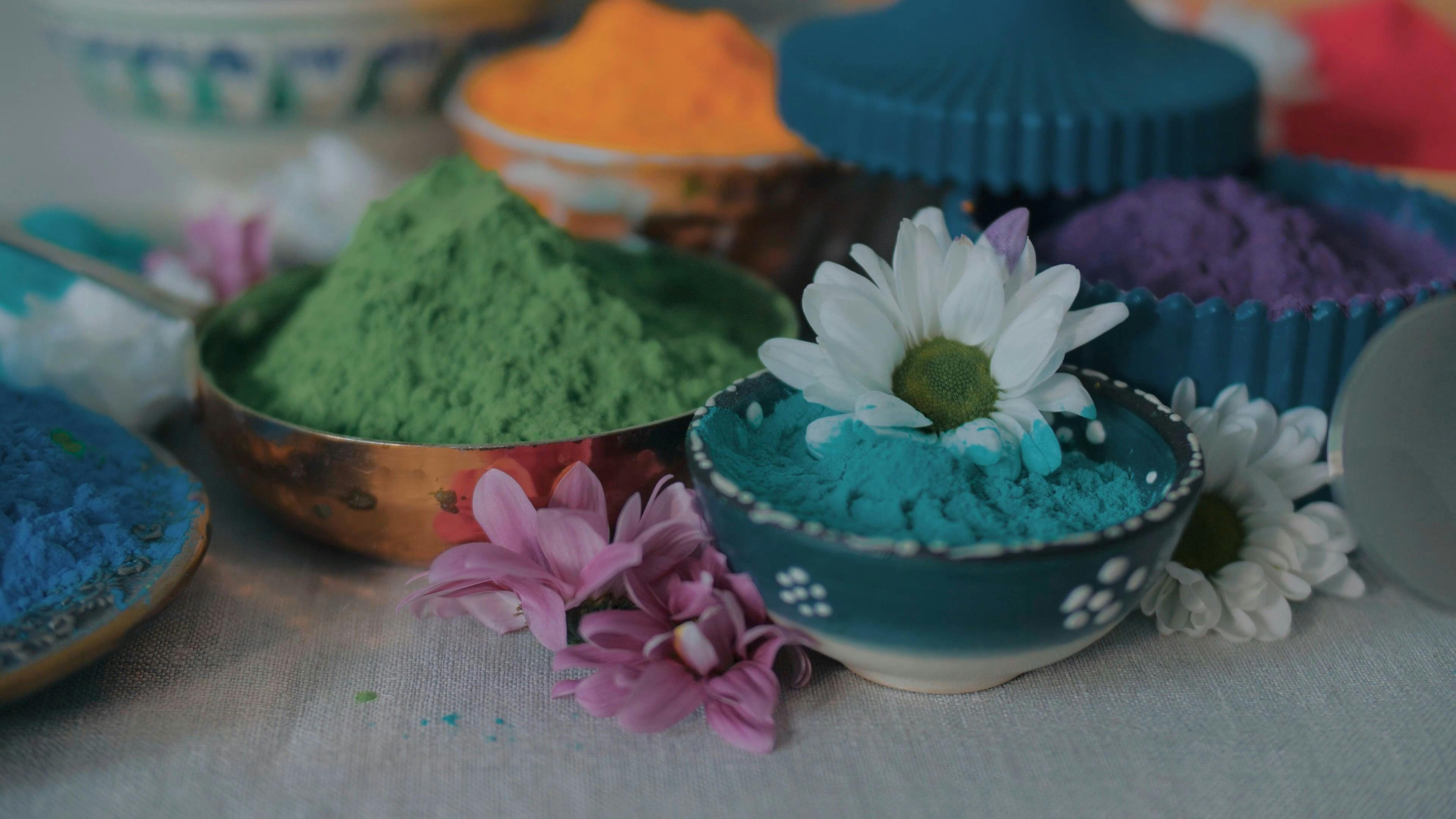 Holi Festival Colored Powders Magnified · Free Stock Video