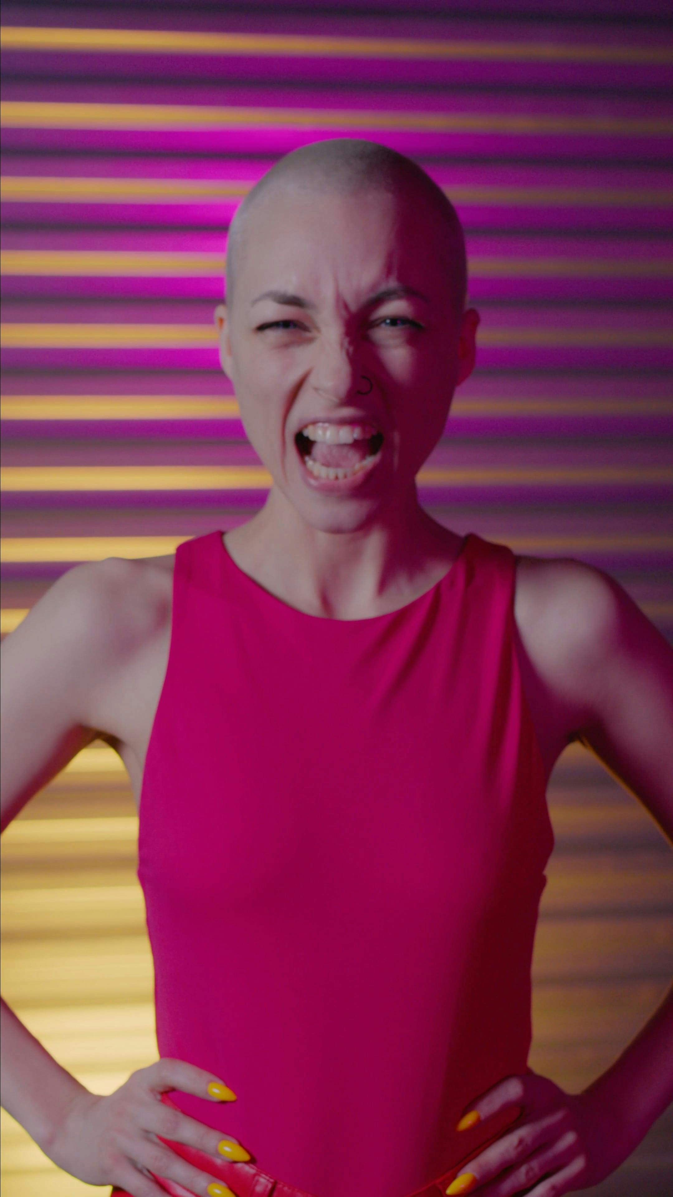 Bald Woman Yelling · Free Stock Video