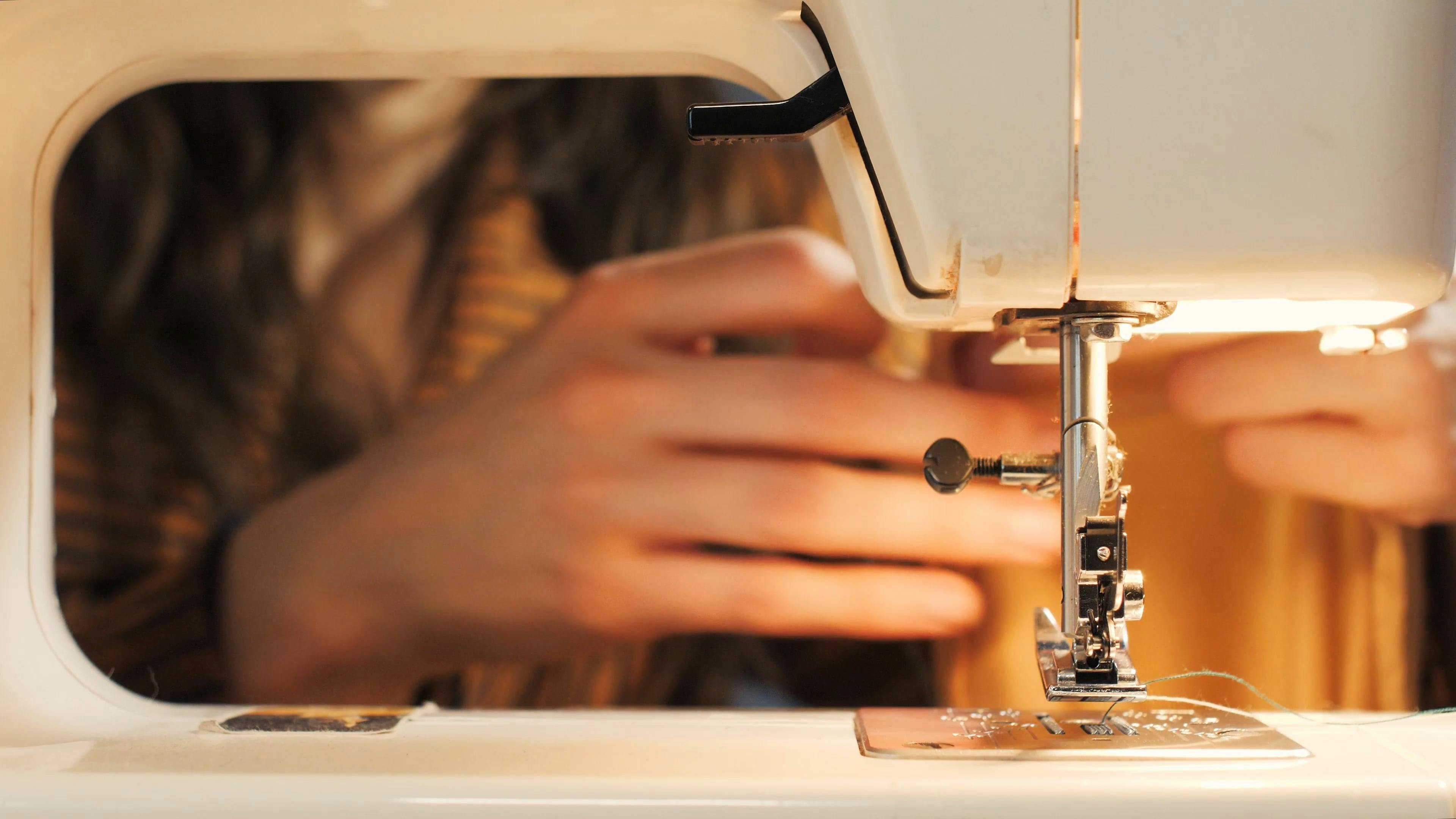 Woman Sewing Using a Sewing Machine Free Stock Video Footage, Royalty ...