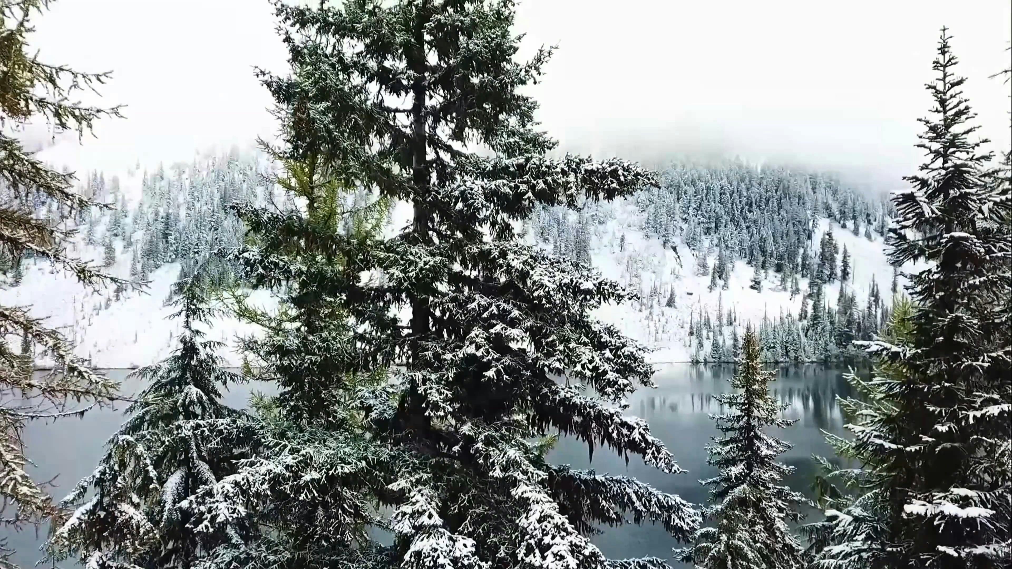 Drone Footage Of A Landscape Covered In Snow Free Stock Video Footage ...