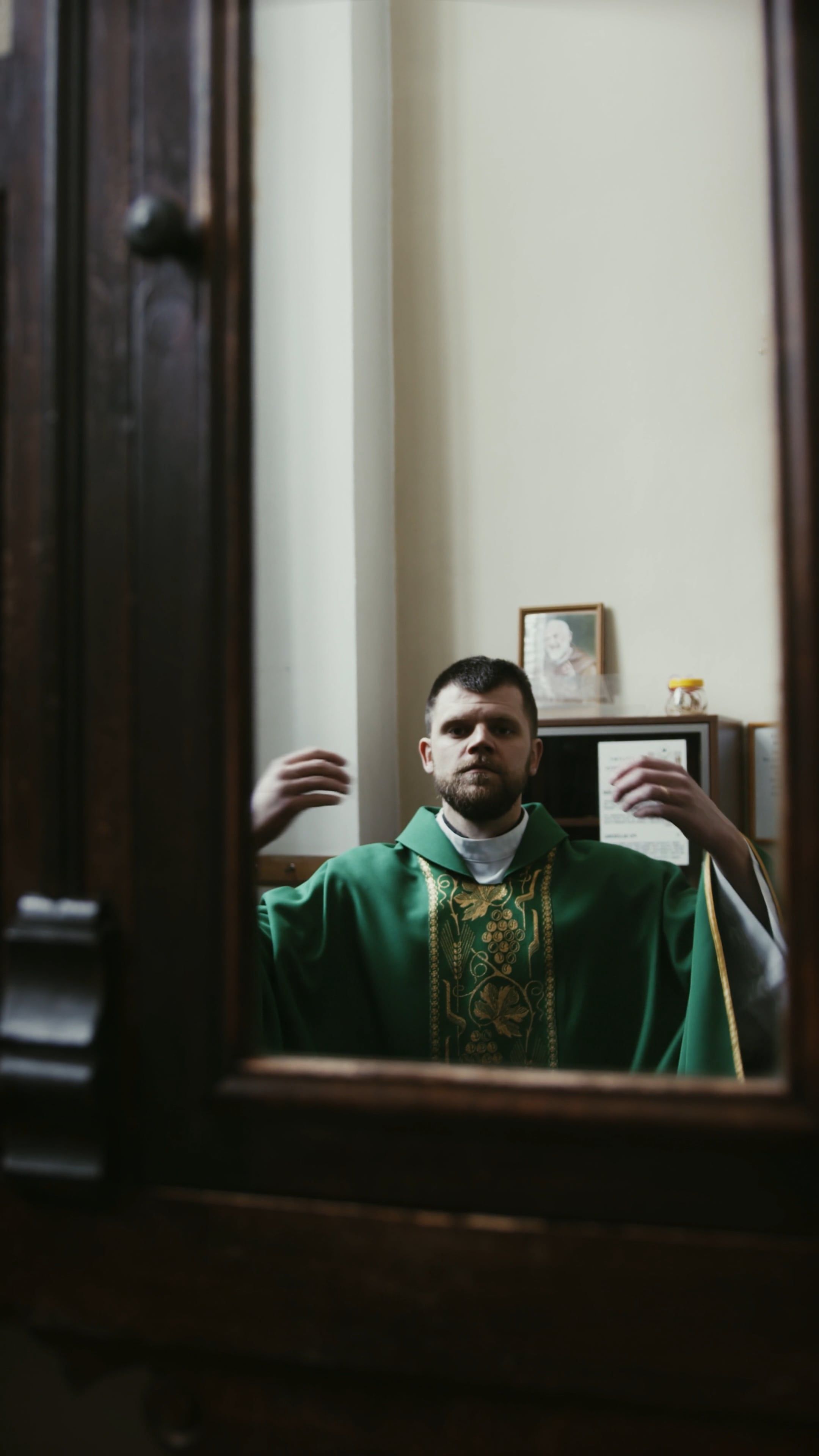 Priest Looking at the Mirror Free Stock Video Footage, Royalty-Free 4K ...