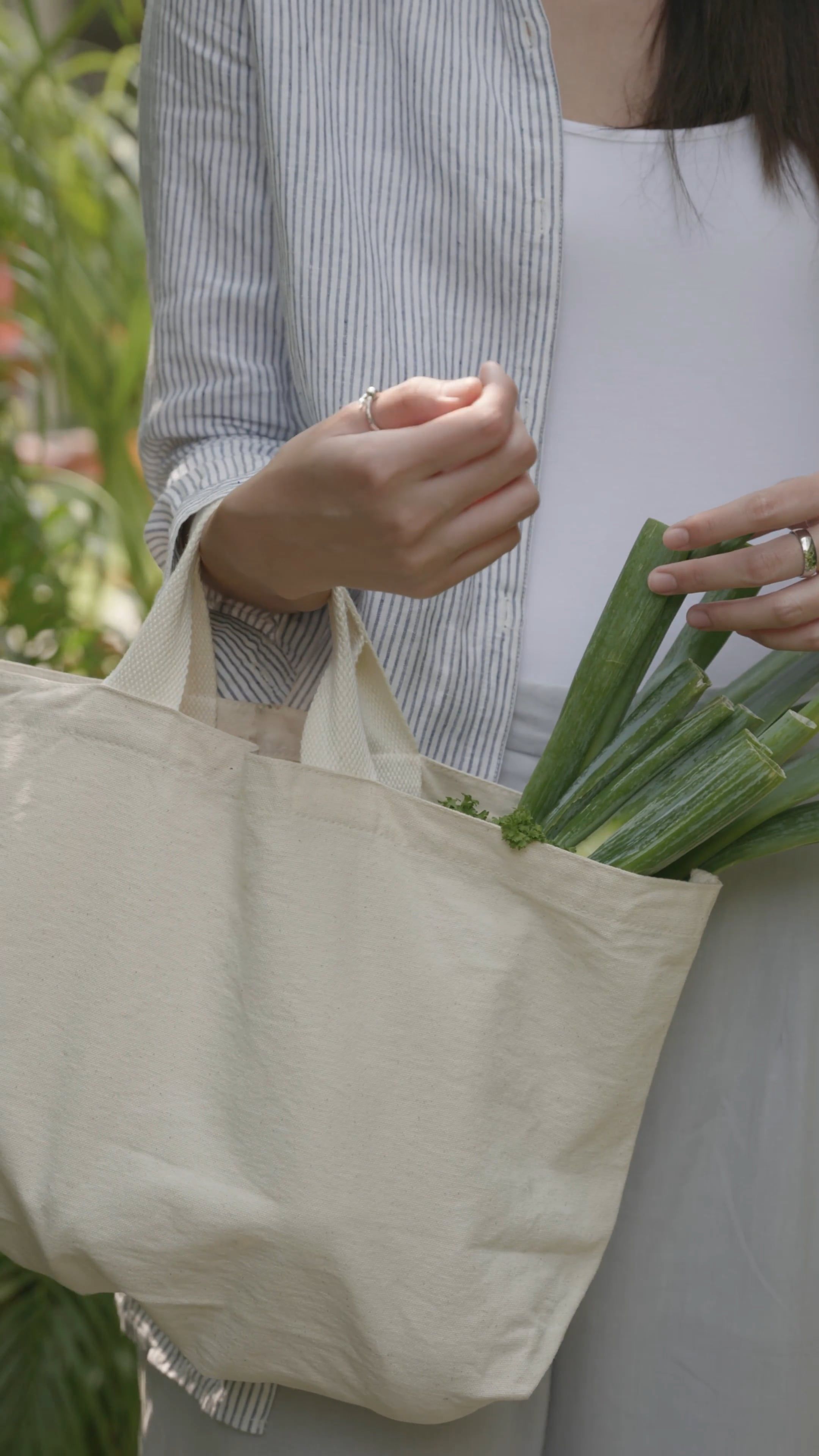 Person Carrying a Cloth Bag with Onion Leeks Free Stock Video Footage ...