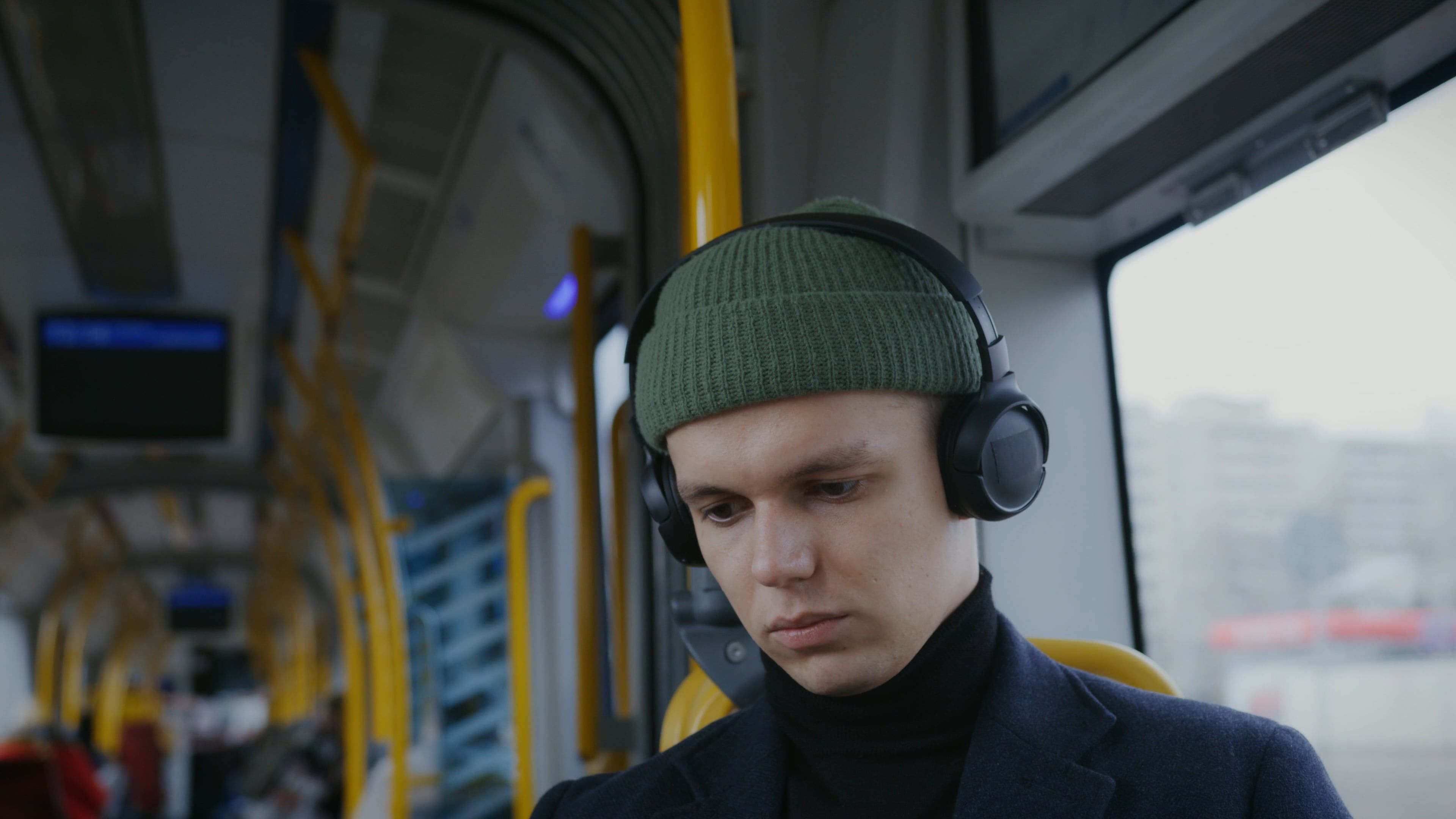 Man in a Train Listening to Music Free Stock Video Footage, Royalty ...