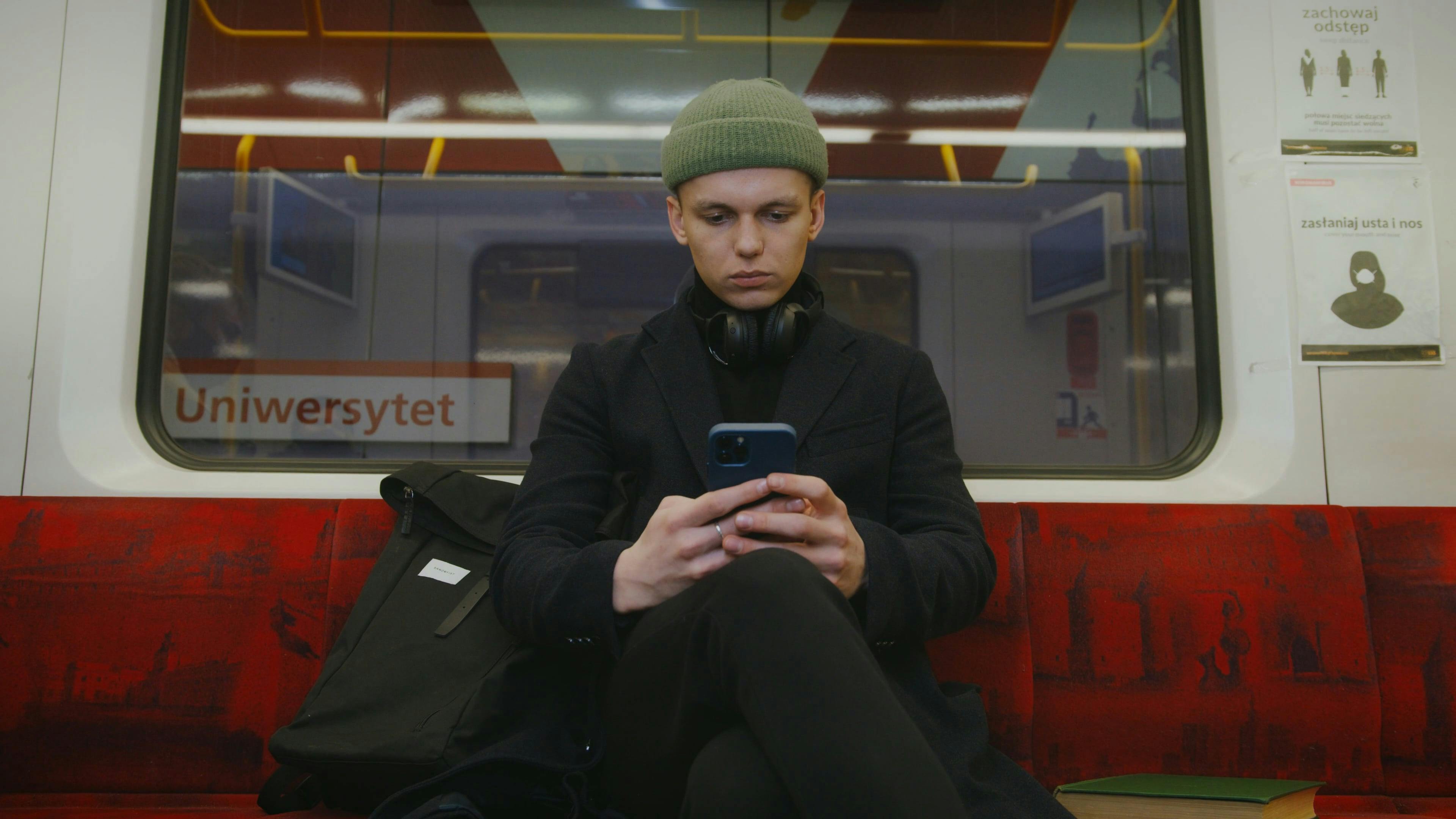 A Man Sitting Inside a Moving Train · Free Stock Video