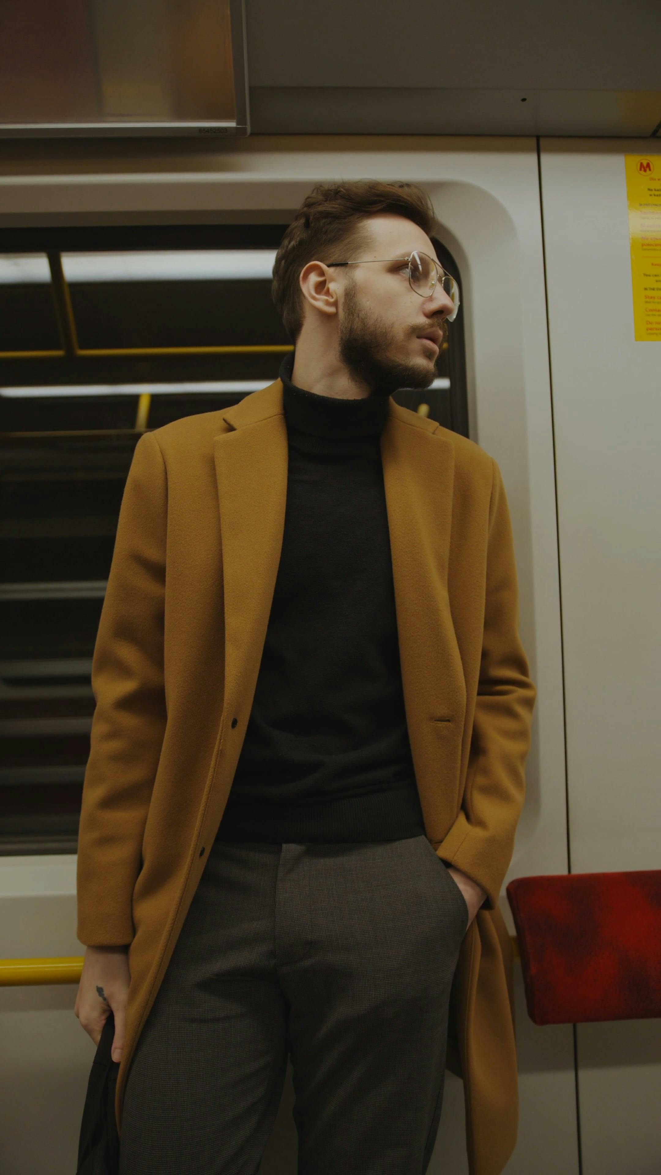 Man Standing inside a Train · Free Stock Video