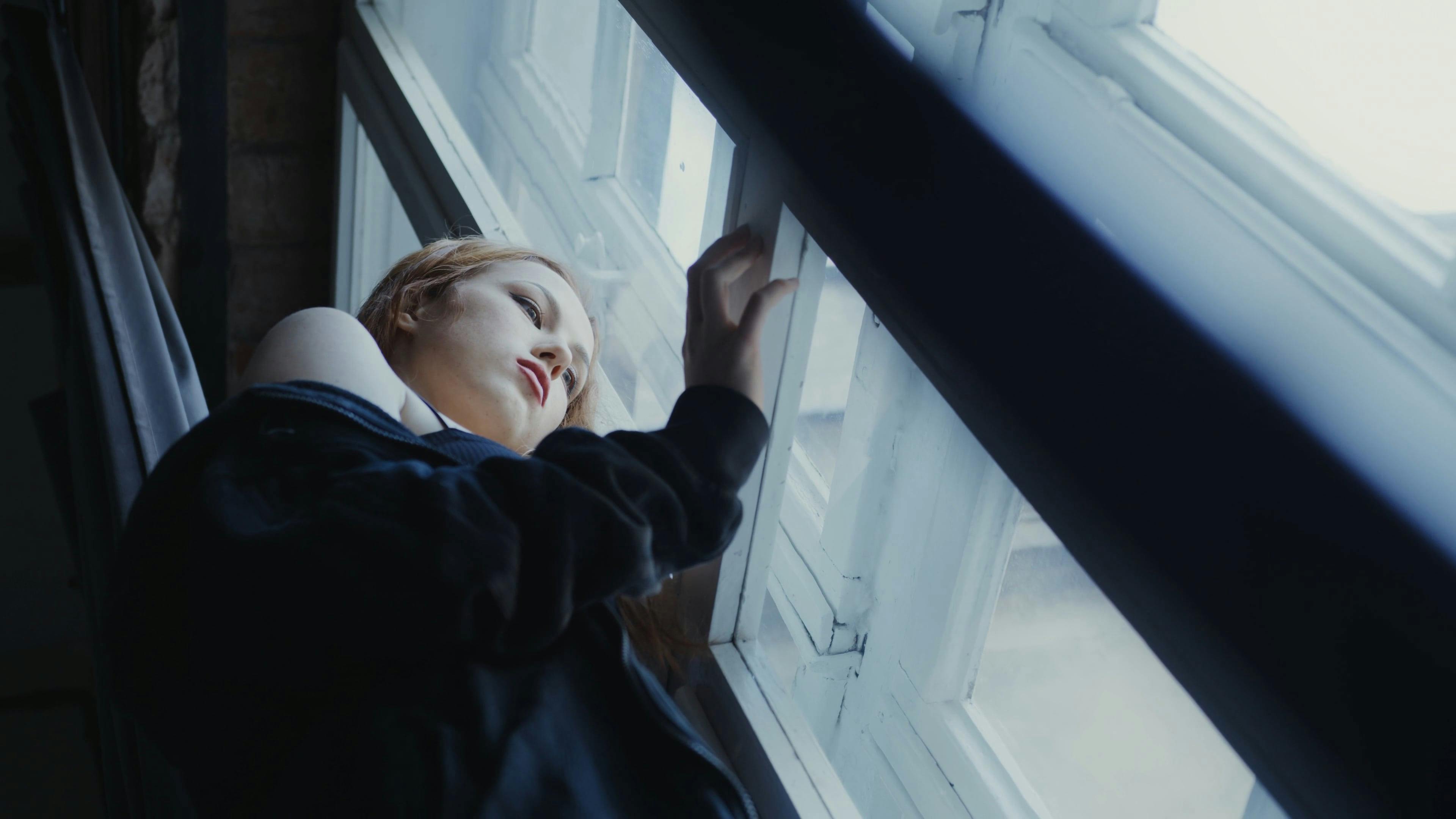 Woman Looking Outside through the Window Free Stock Video Footage ...