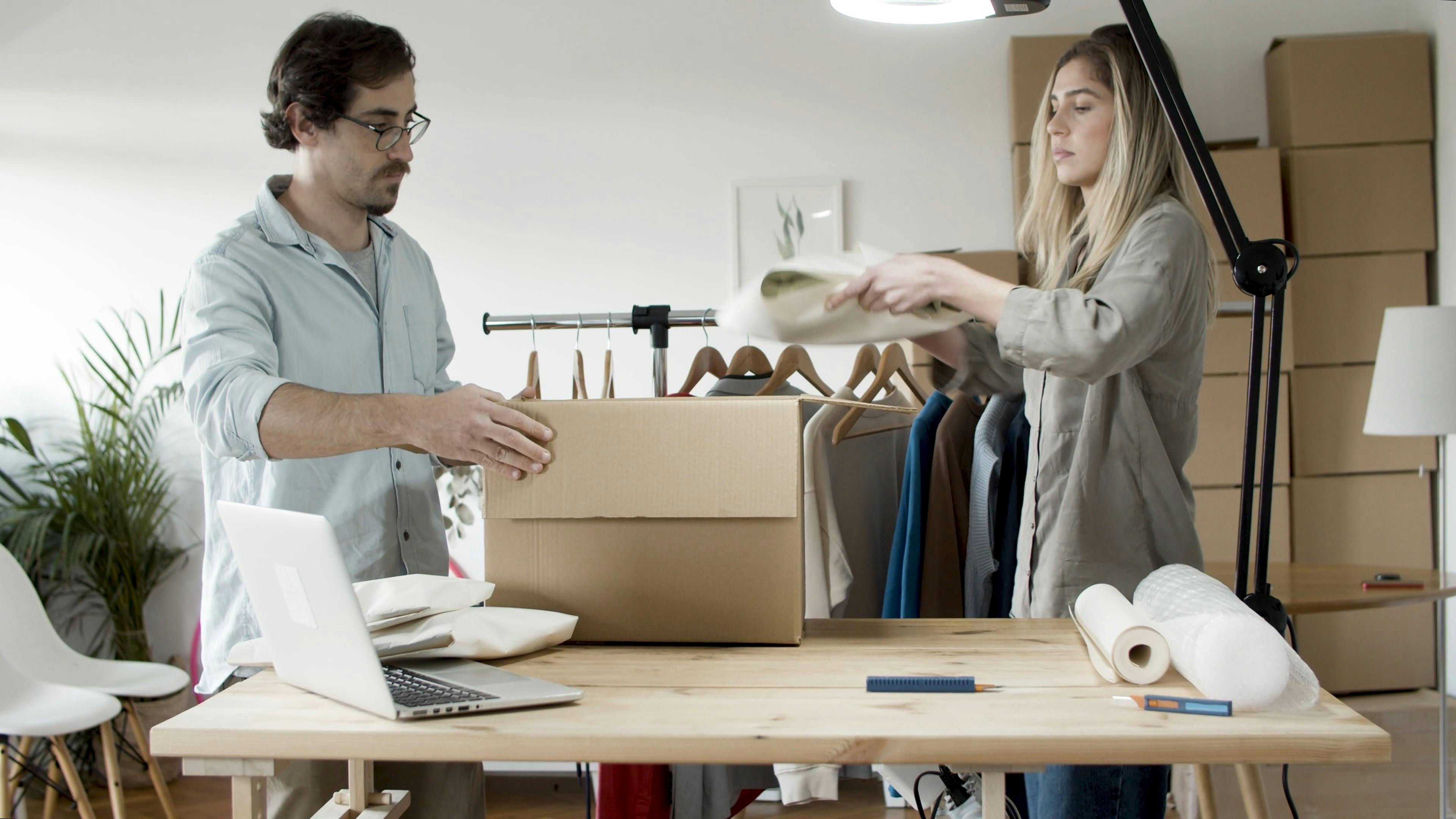 Couple Preparing Packages for Shipping Free Stock Video Footage ...