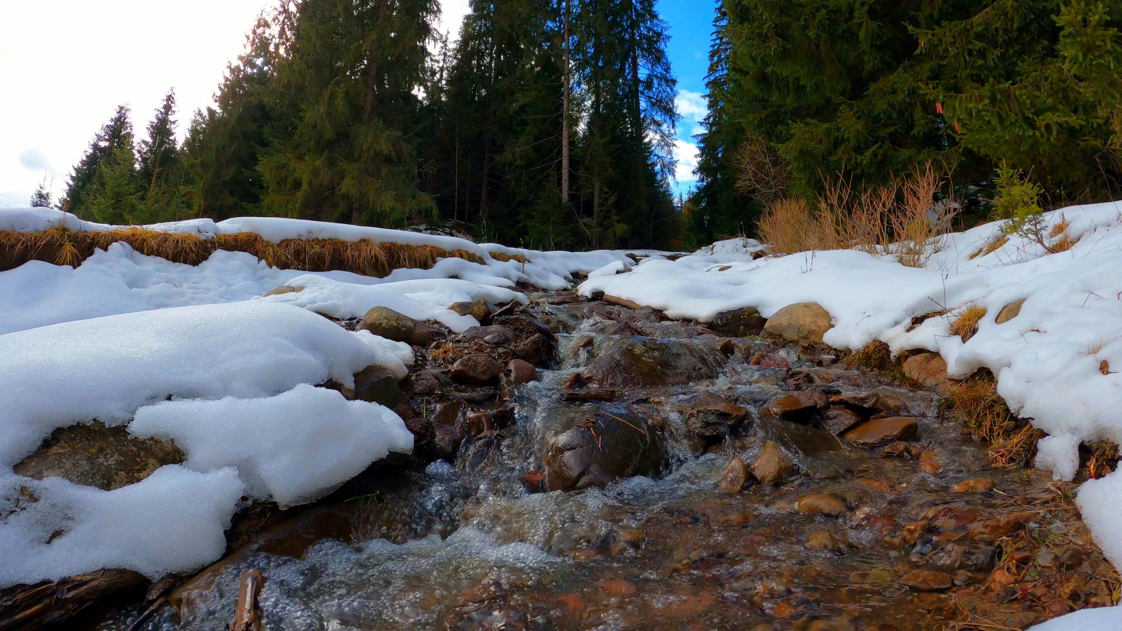 Snow Covered Stream · Free Stock Video