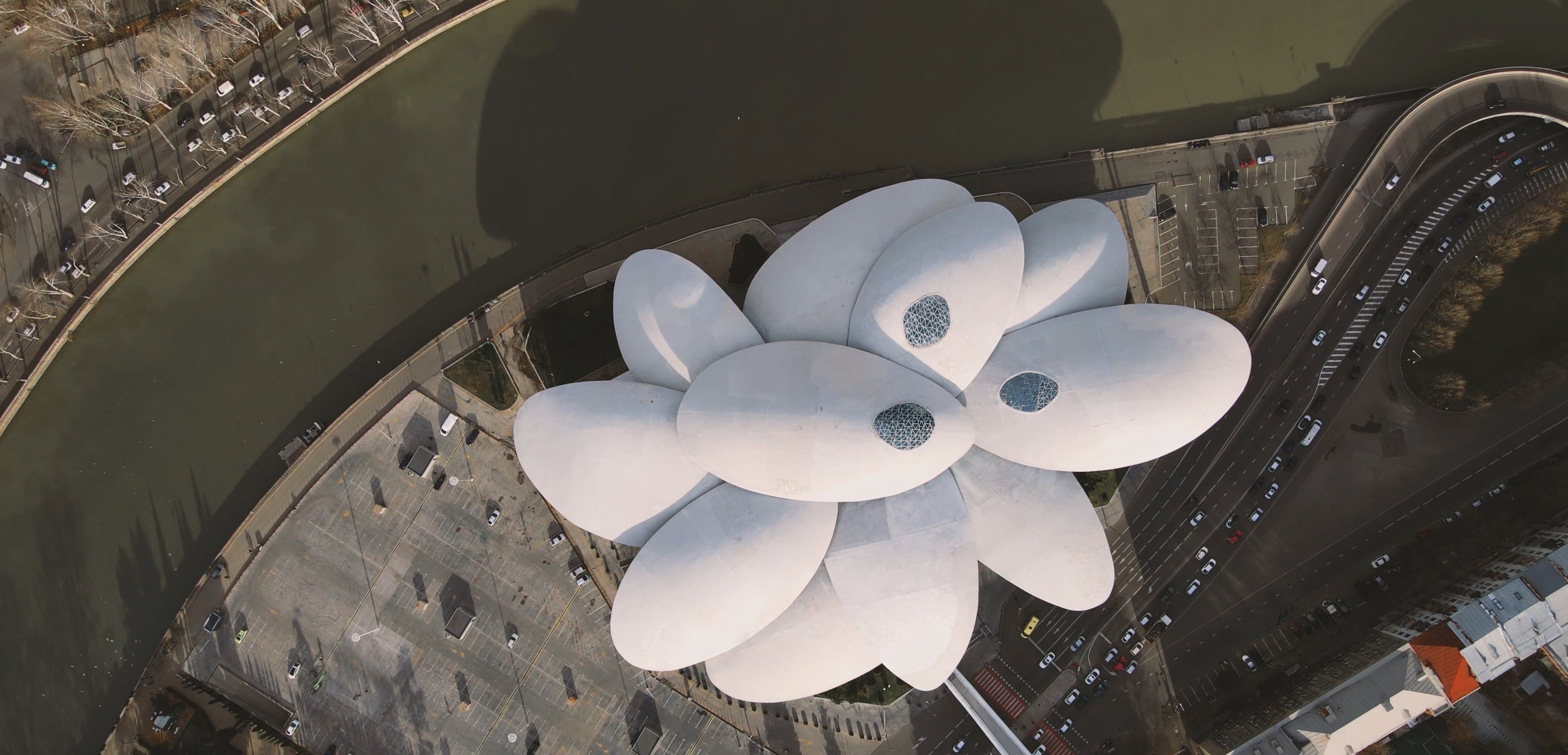 Bird's-Eye View of a Modern Architectural Building Free Stock Video ...