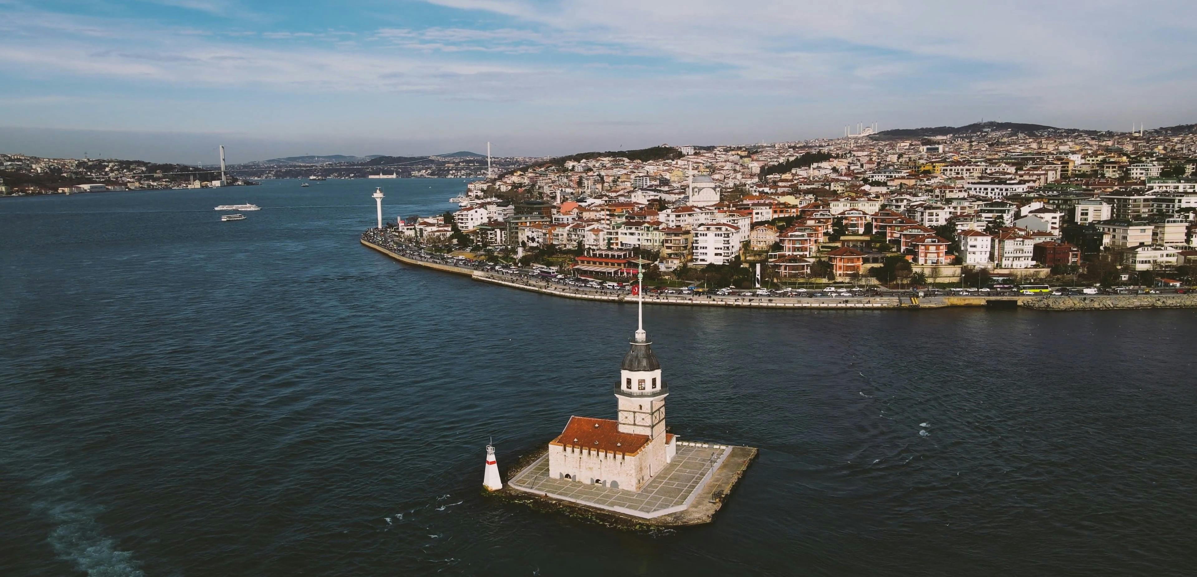 Drone Footage of the Maiden's Tower · Free Stock Video