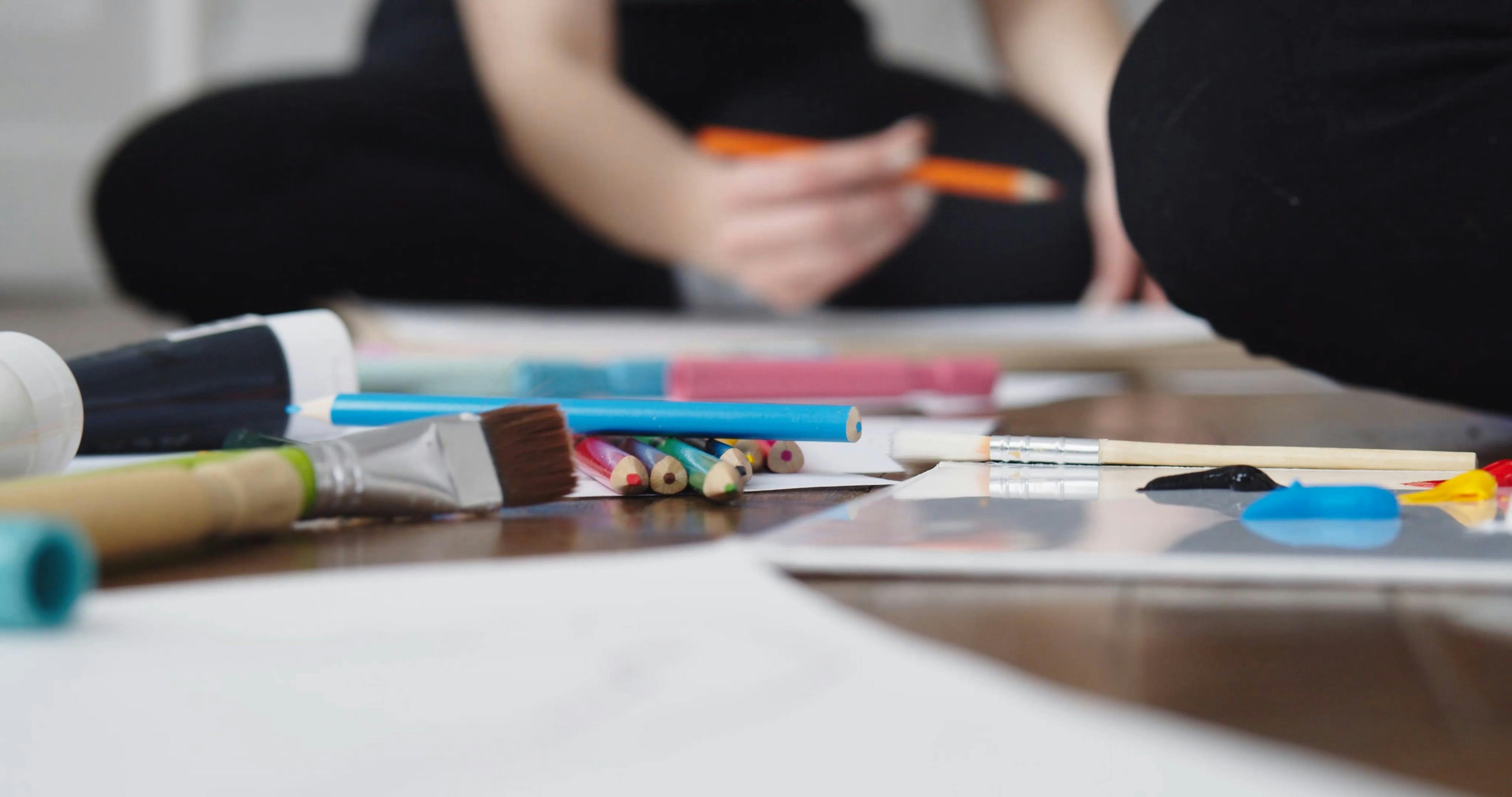 People using Art Materials while doing Artwork Free Stock Video Footage ...