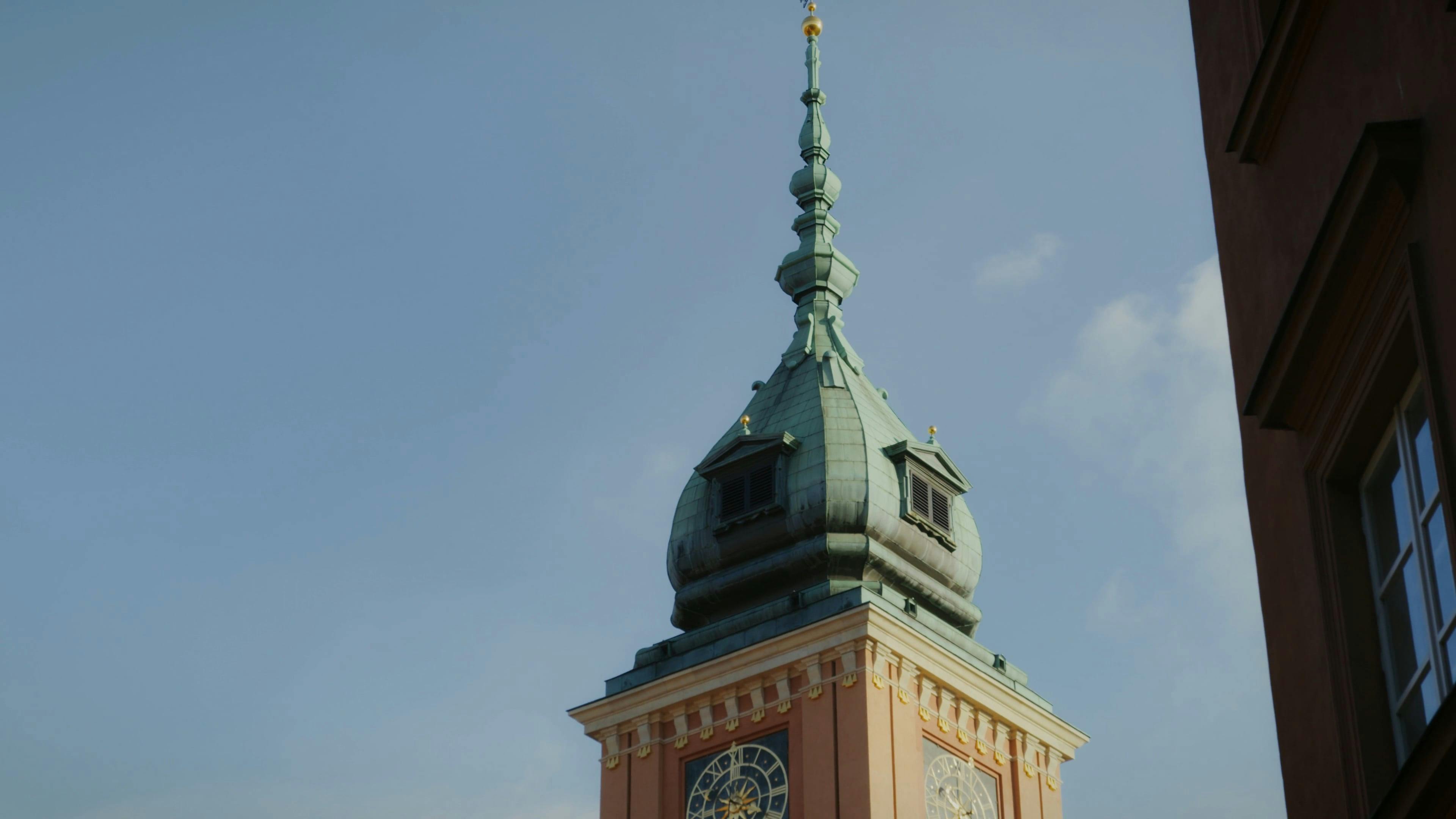 The Clock Tower Of Royal Castle In Warsaw Poland Free Stock Video ...
