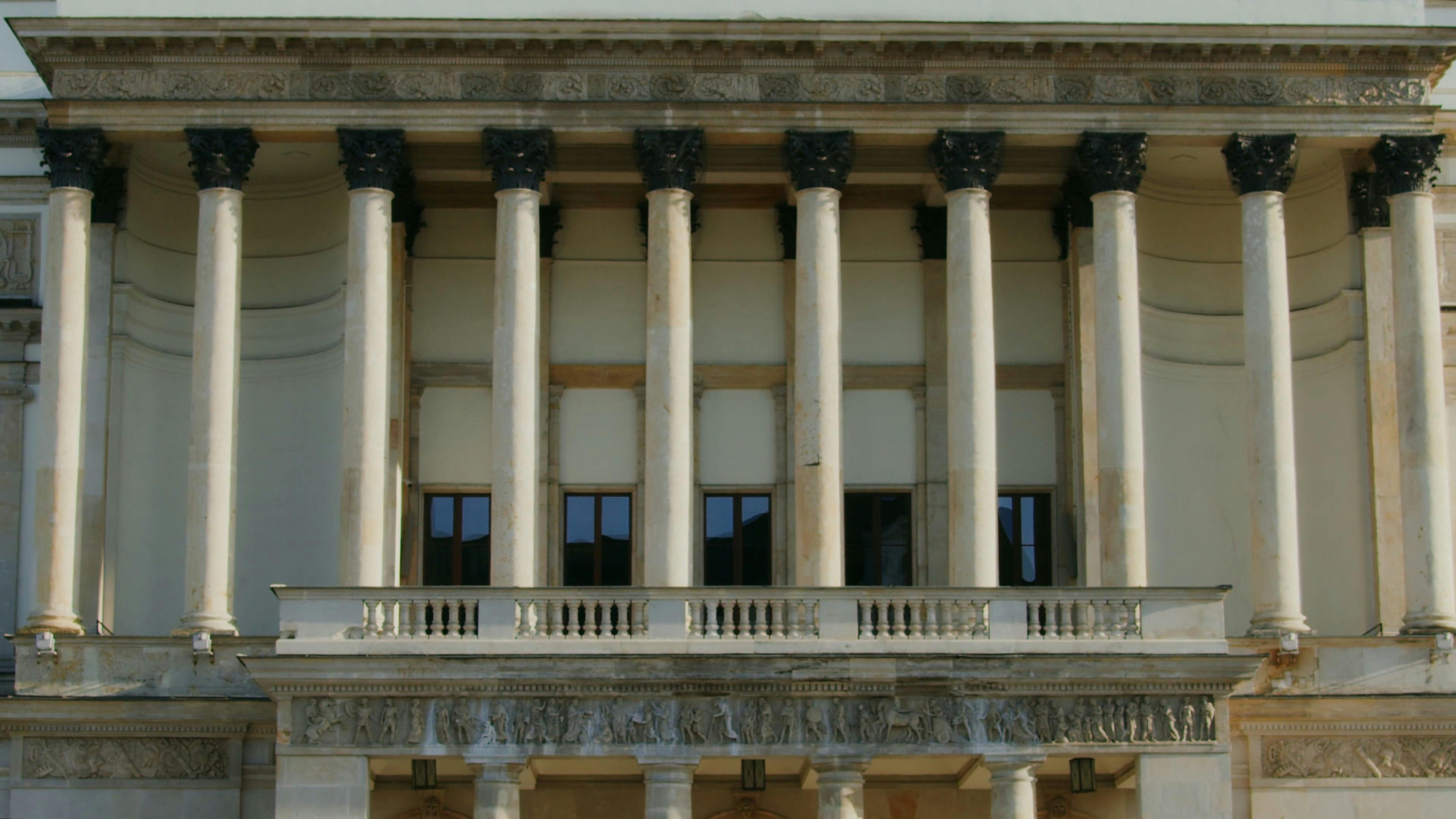 An Old Building With Front Pillars Free Stock Video Footage, Royalty ...