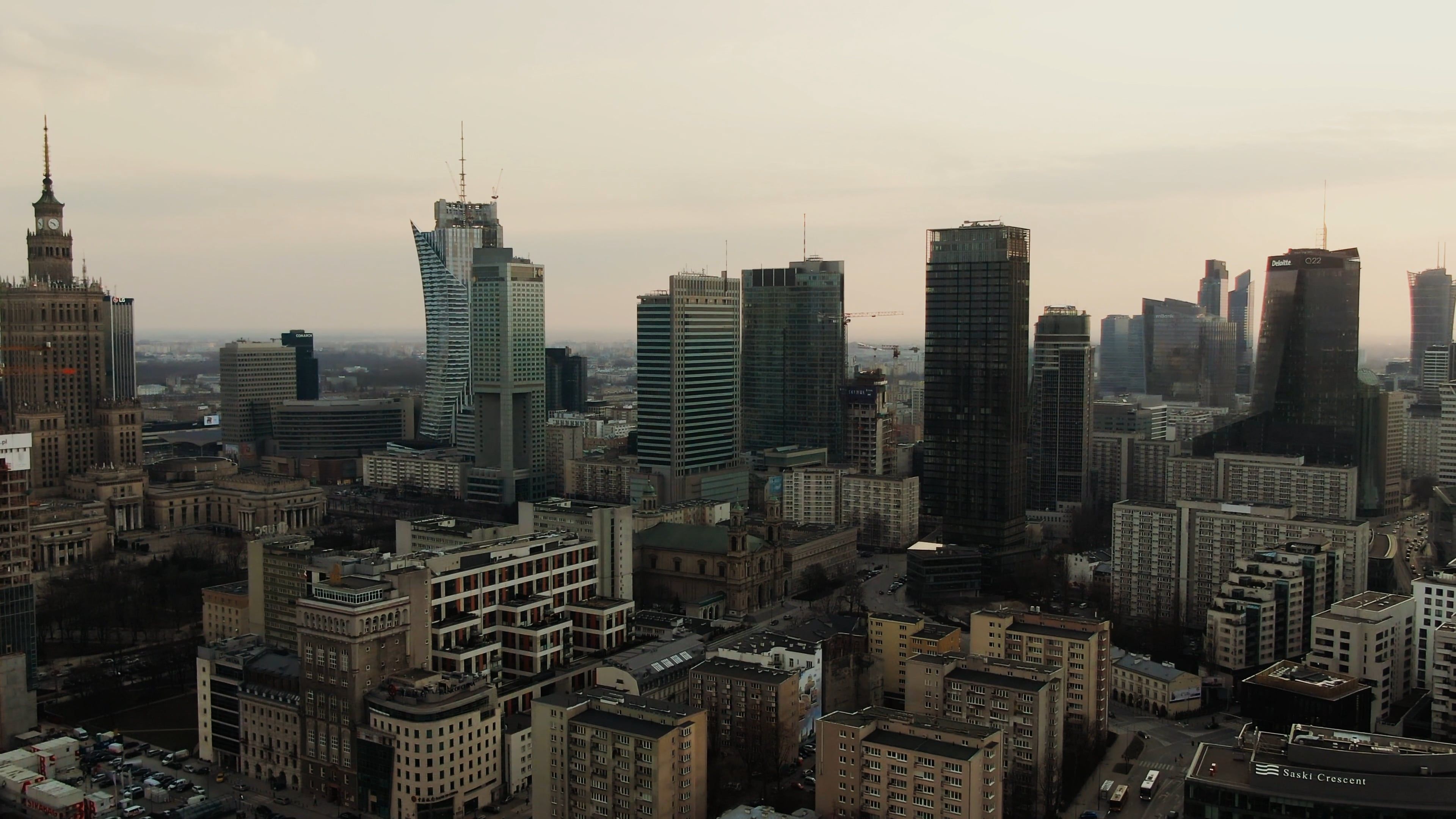 Drone Footage Of The Warsaw City Free Stock Video Footage, Royalty-Free ...