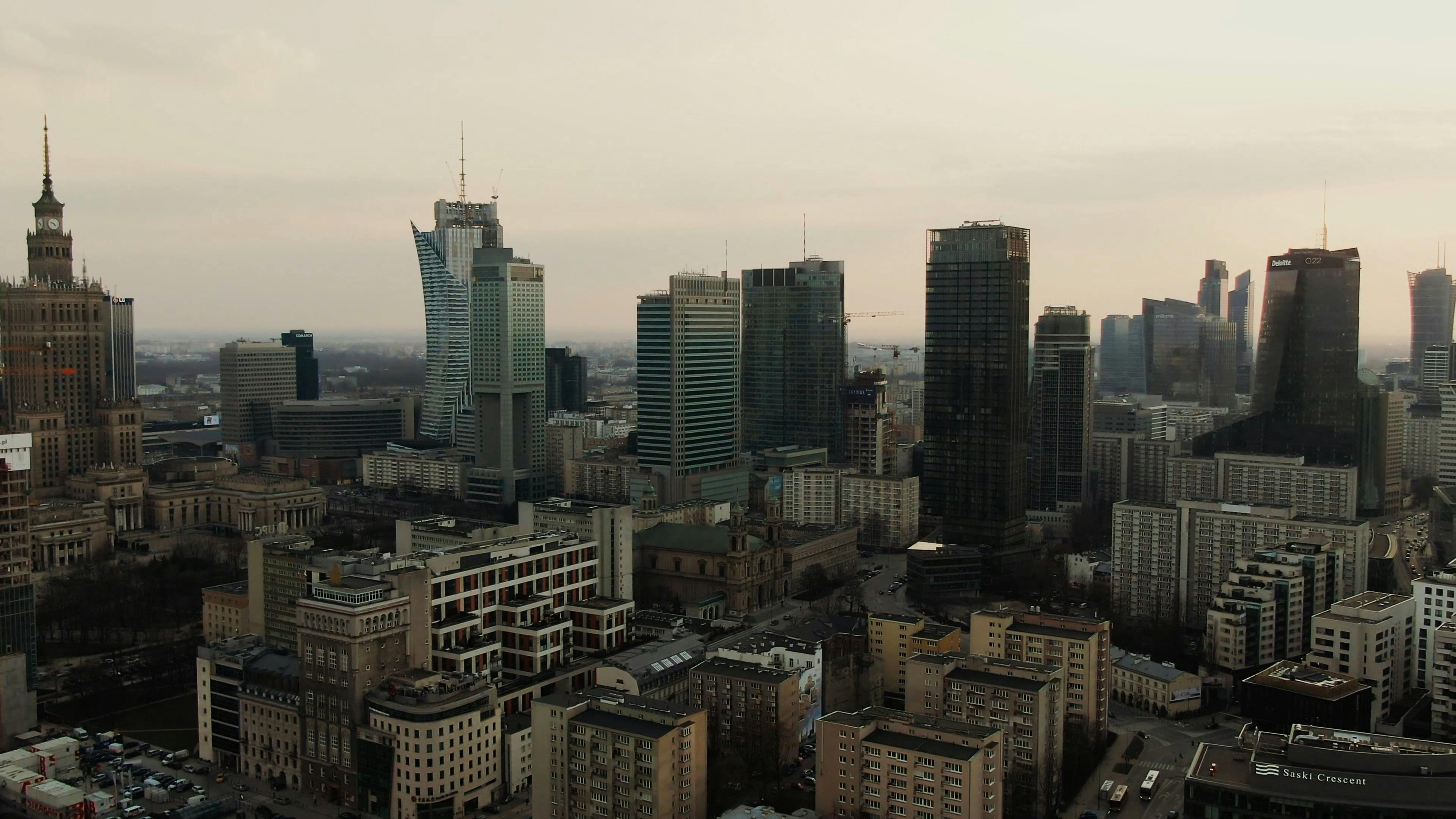 Drone Footage Of The Warsaw City · Free Stock Video