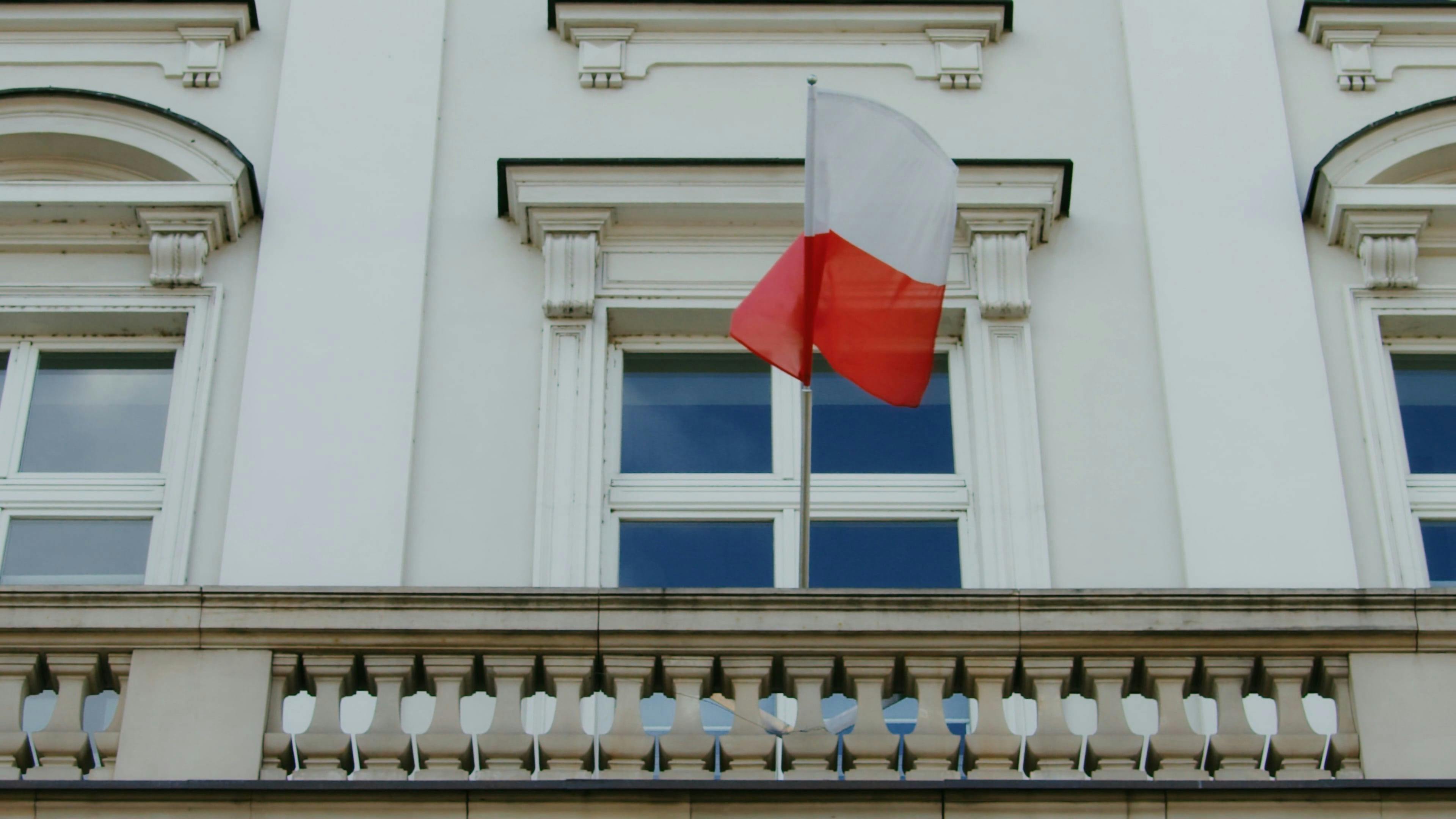 A Polish Flag Hanging In The Balcony Free Stock Video Footage, Royalty ...