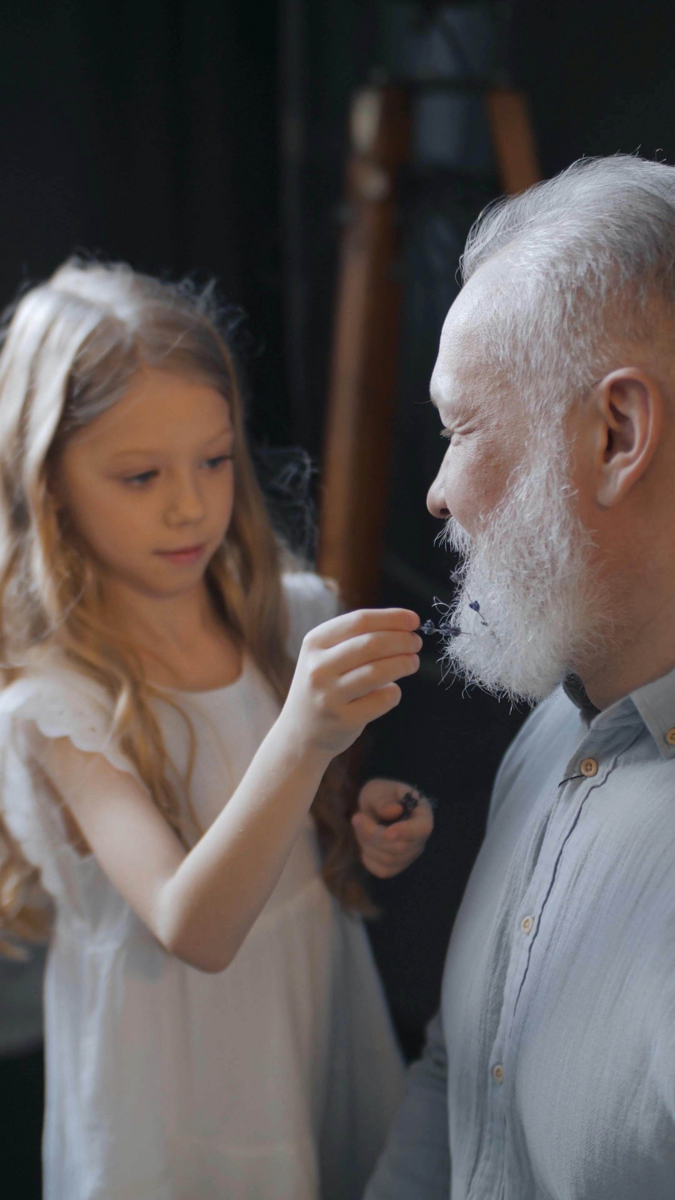 Granddaughter Playing With Her Grandpa · Free Stock Video