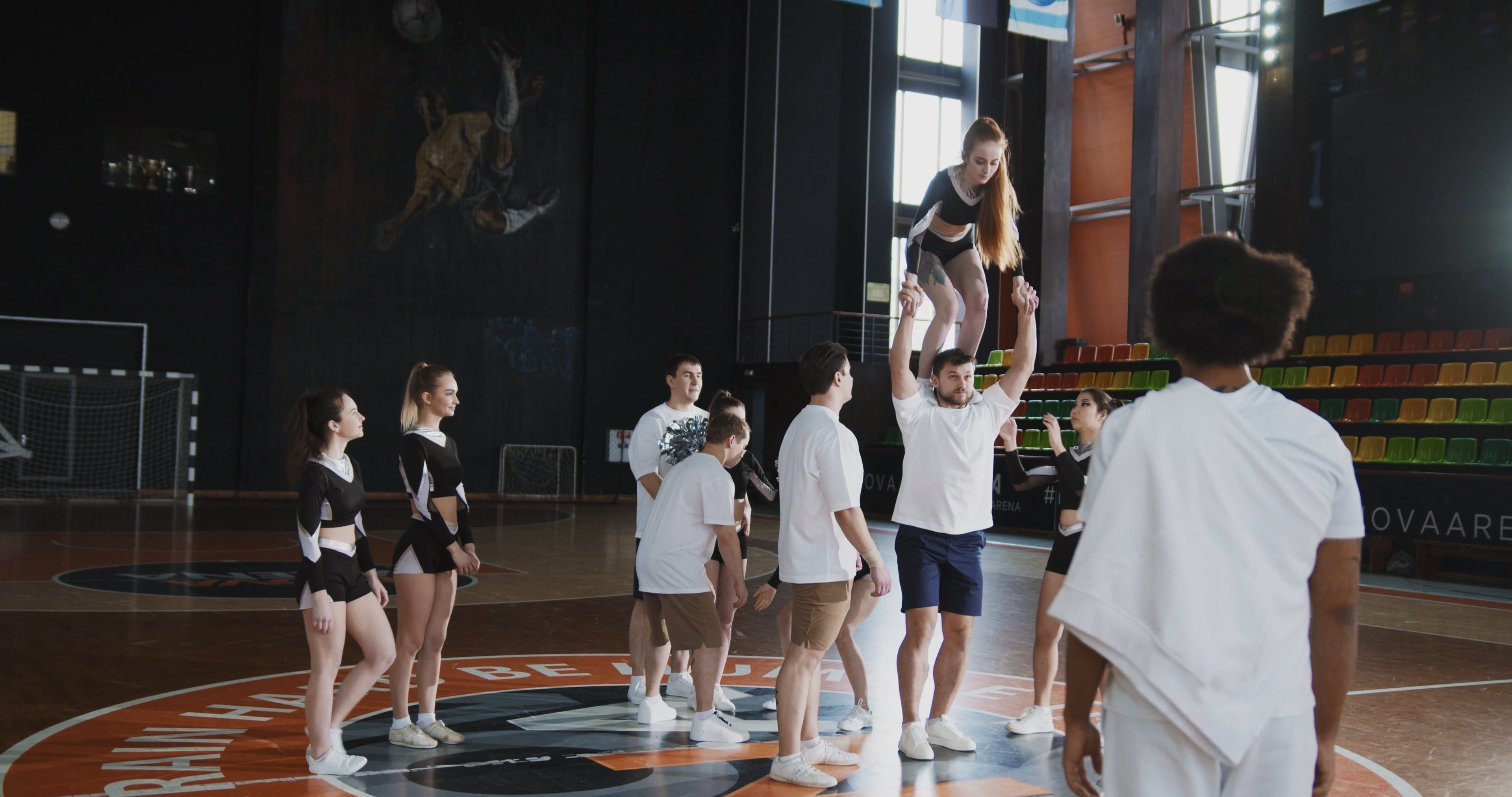 Cheerleaders Doing a Stunt · Free Stock Video