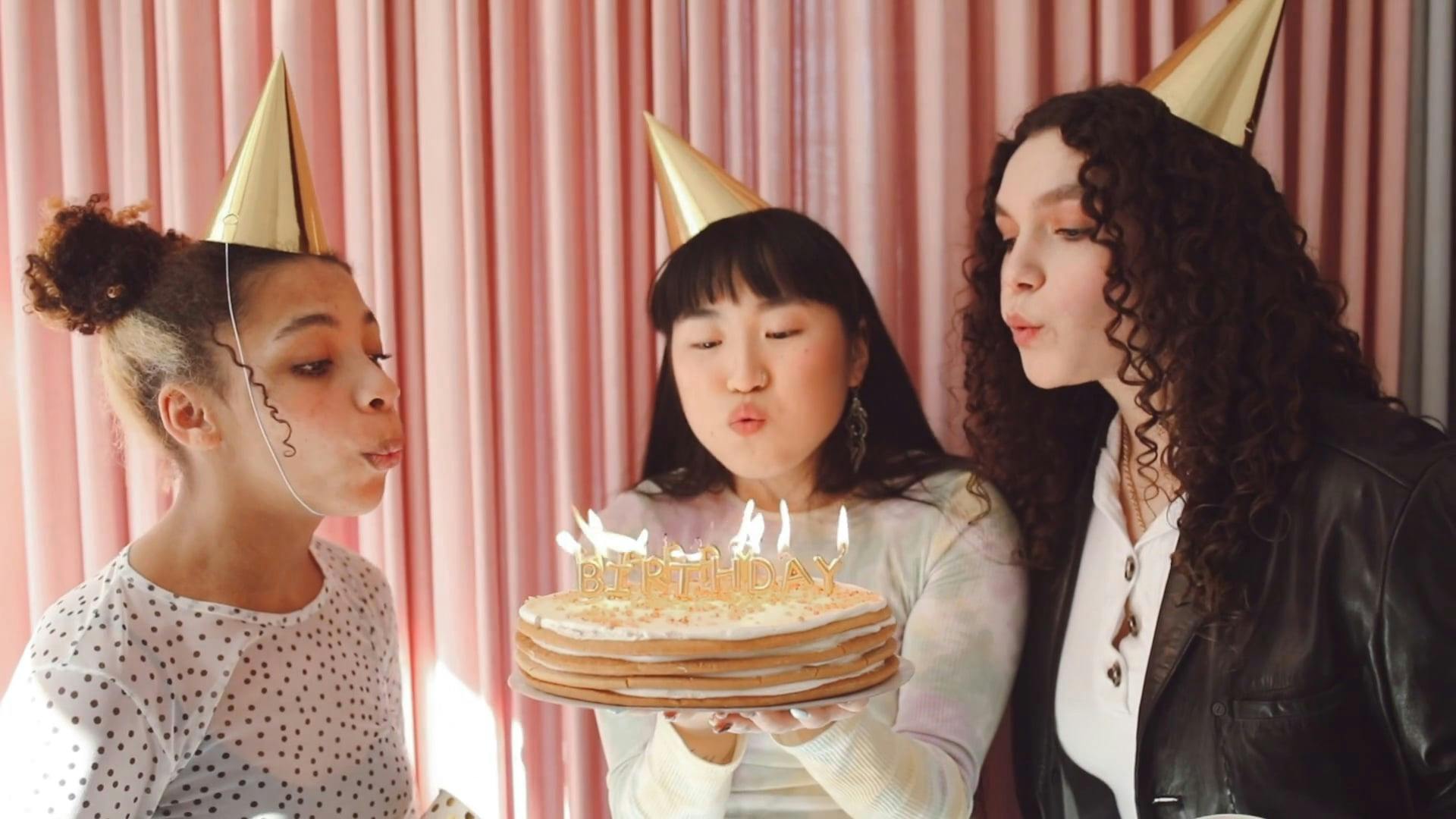 Girls Blowing on Birthday Cake Candles Free Stock Video Footage ...