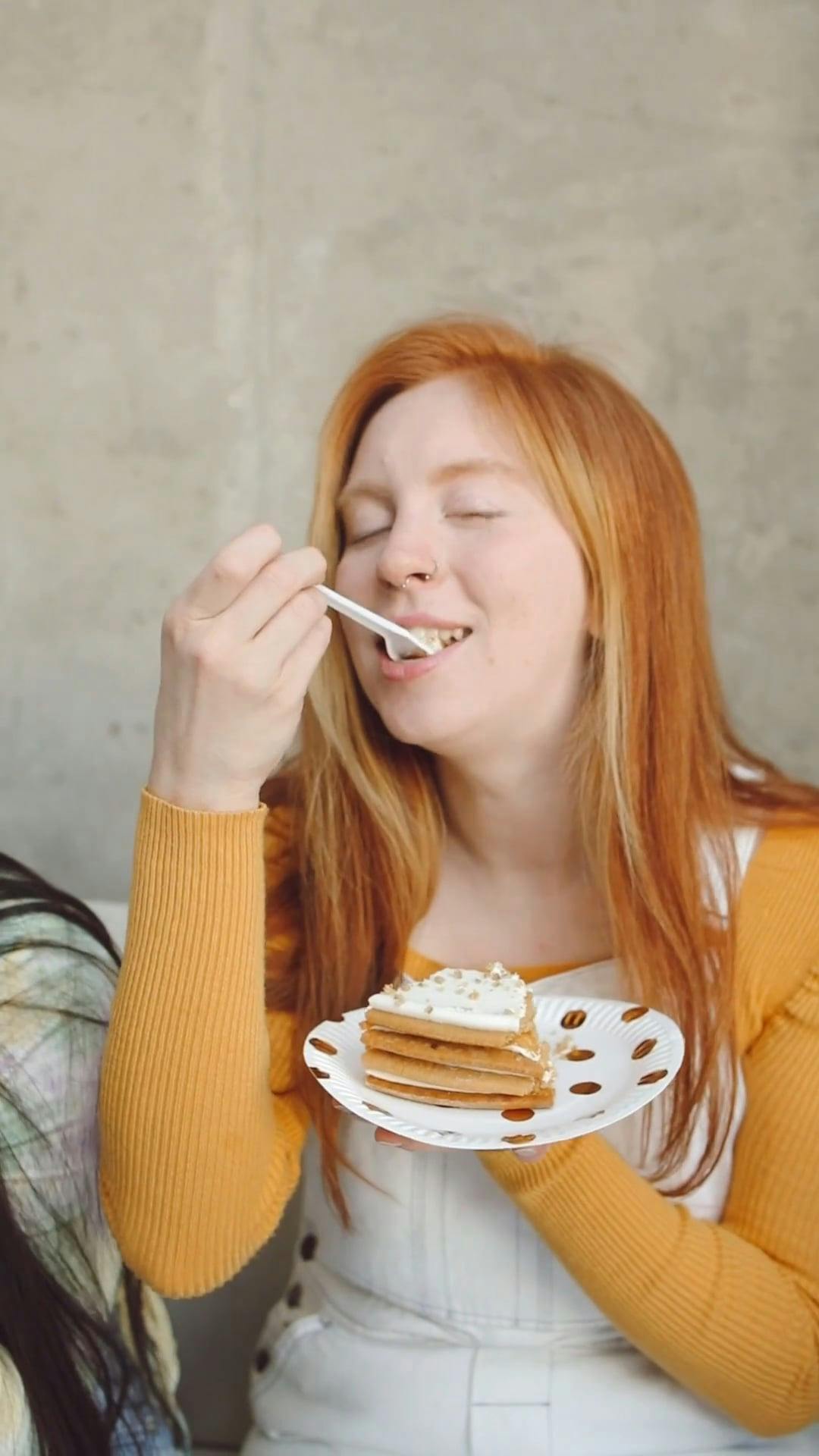 A Woman Eating Cake · Free Stock Video