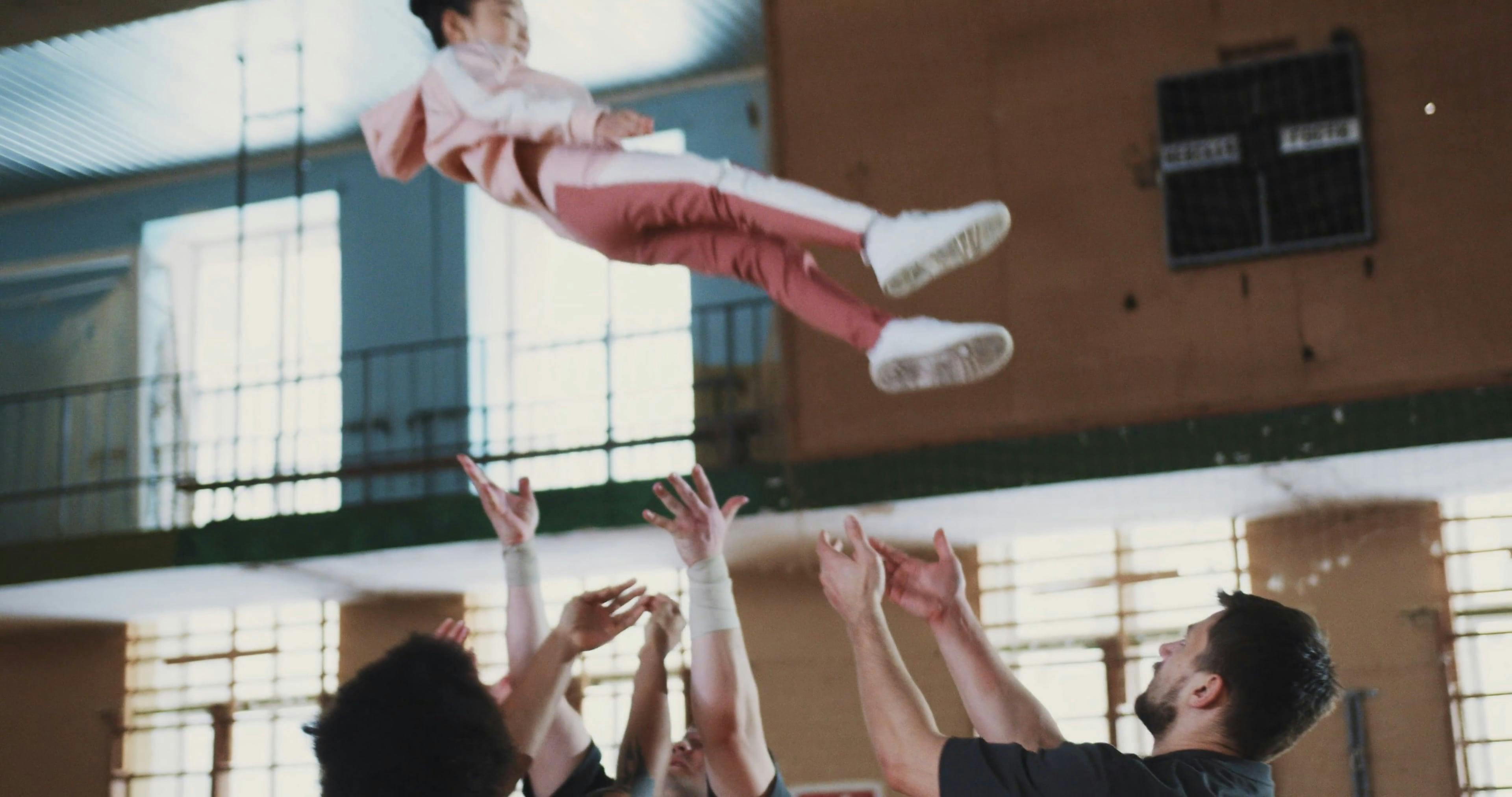 Cheerleading Squad Rehearsing in the Gym Free Stock Video Footage ...