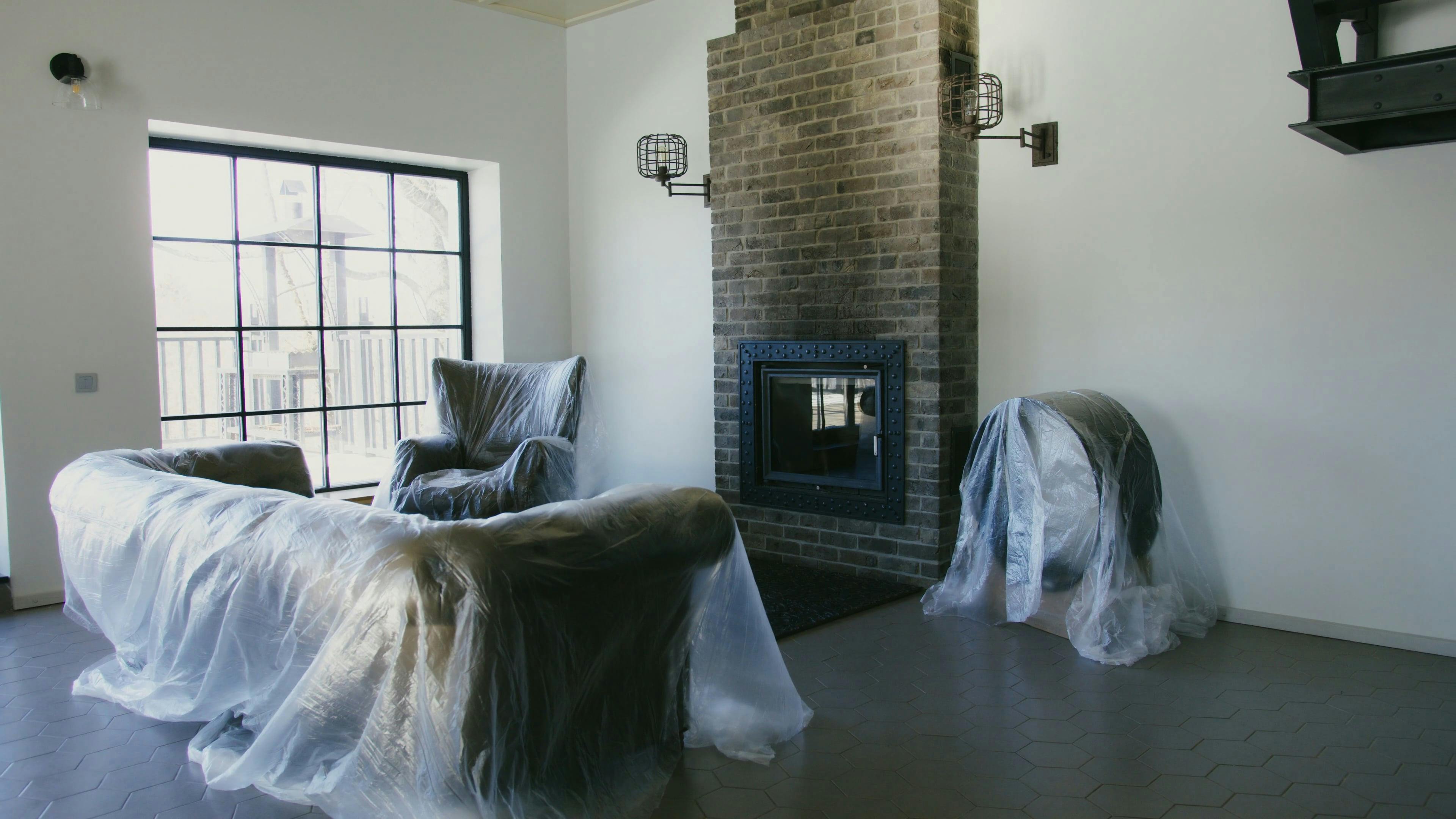 Packed Furniture in Living Room · Free Stock Video